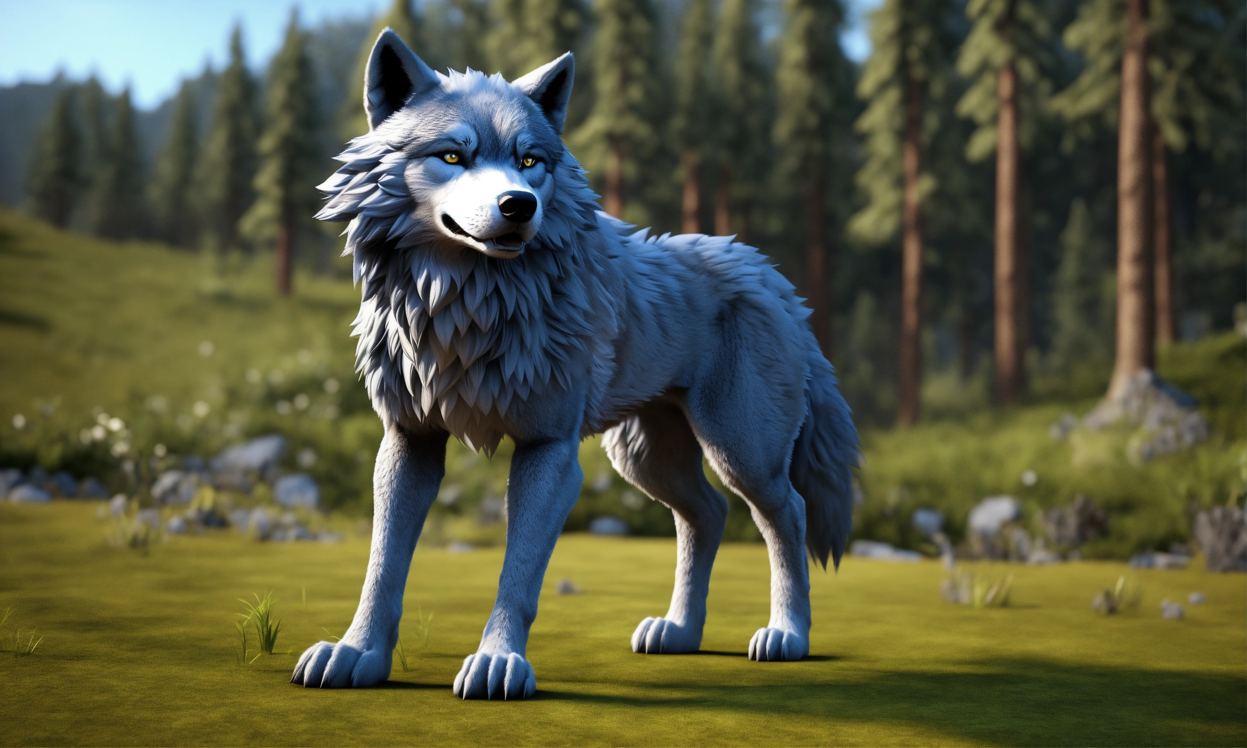 Lexica - 3d animation style wolf standing on 2 legs