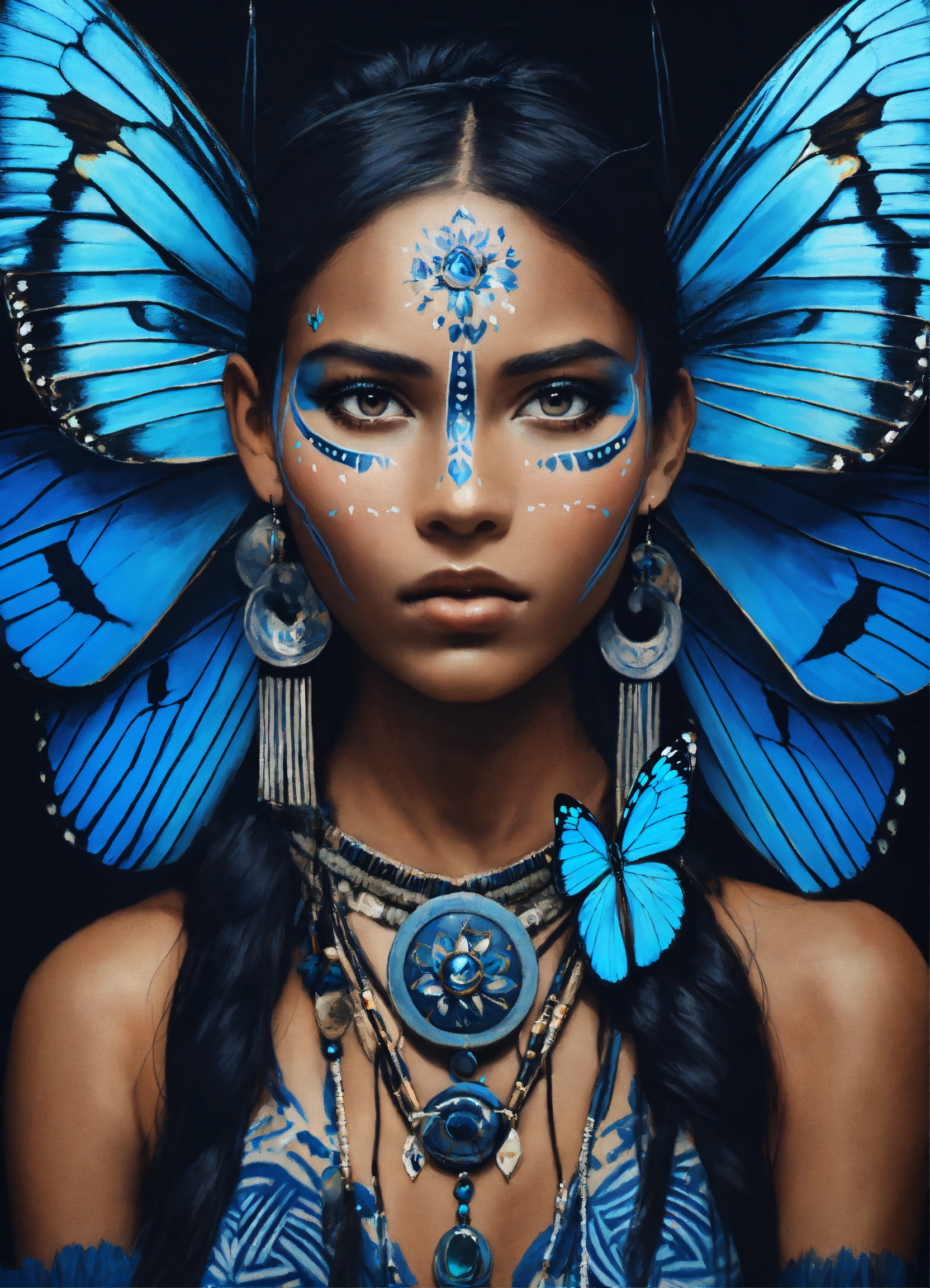 Lexica - Beautiful indigenous girl face frontal symmetrical portrait ...