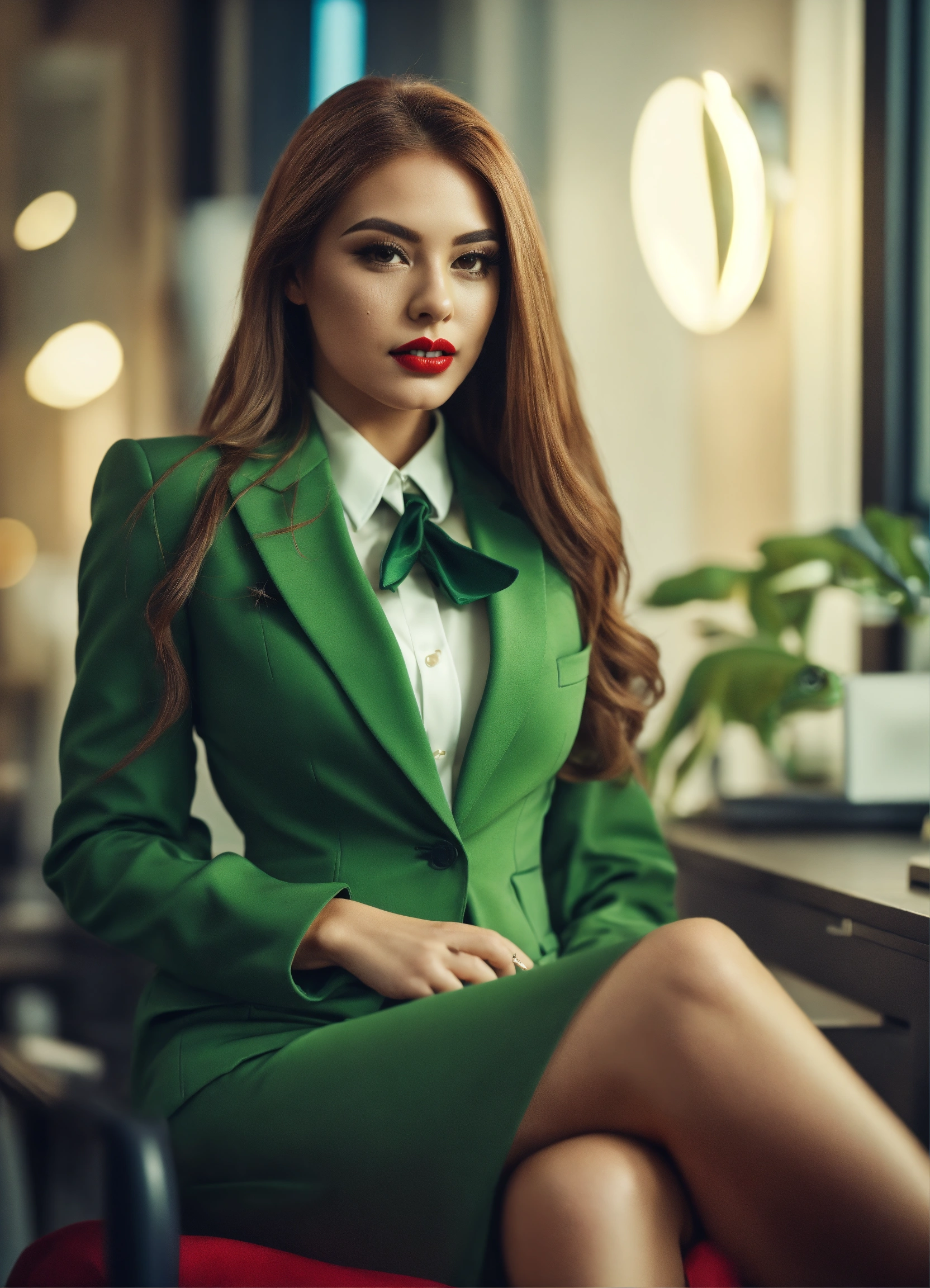 Lexica - Cute lady frog in office suit high heels red lips with long ...