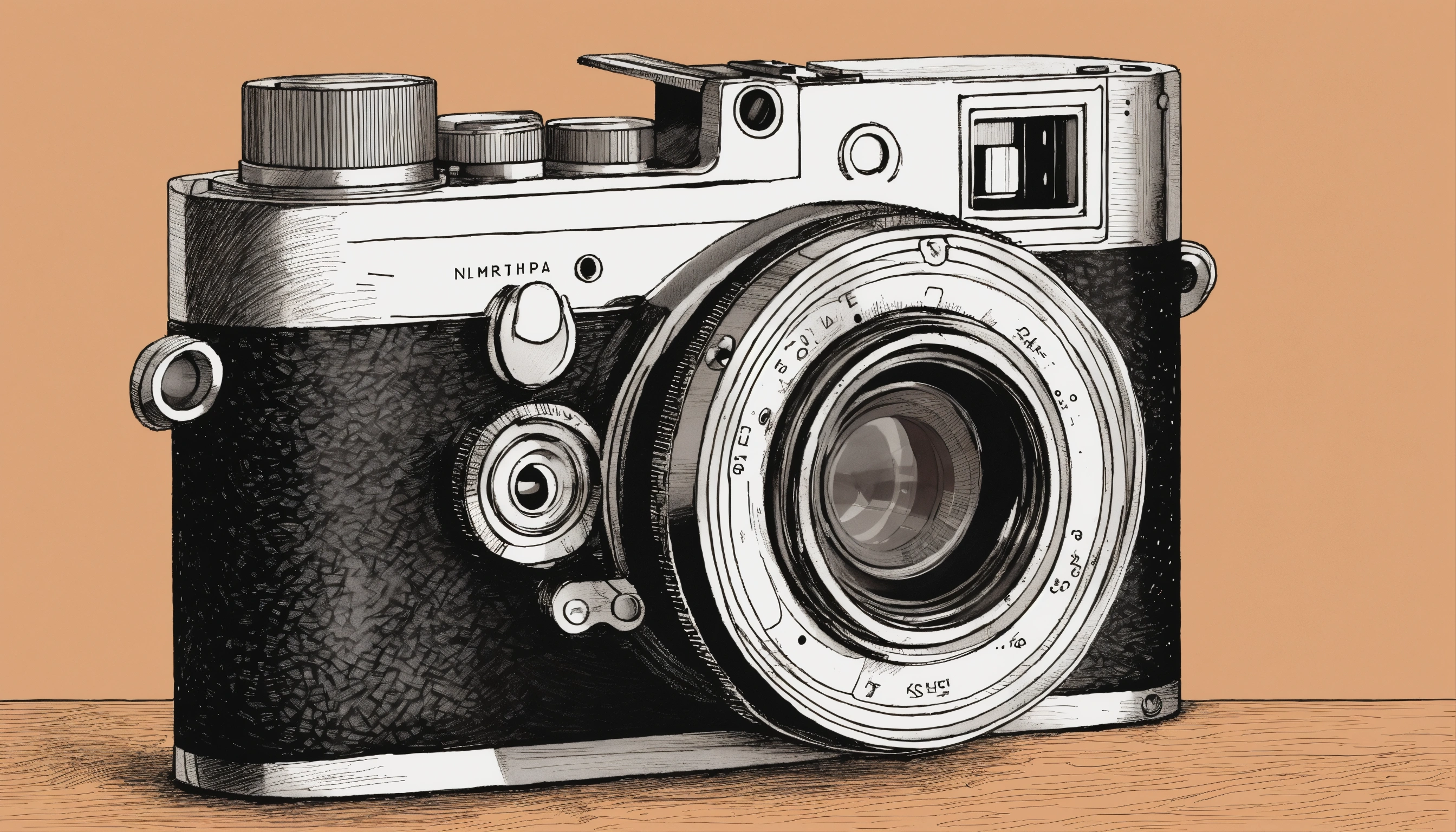 Lexica - A minimalistic etching-illustration of a Leica camera ...