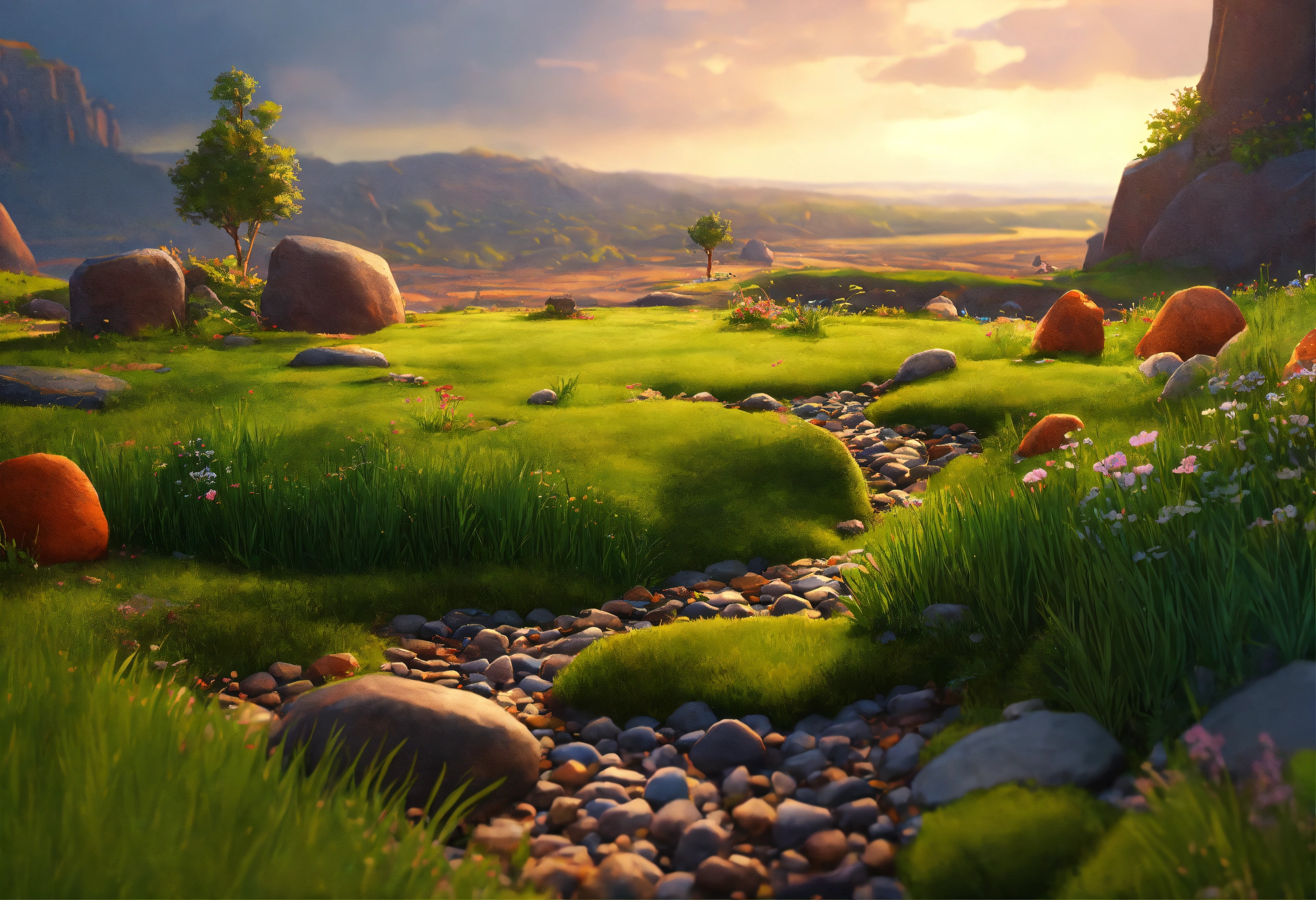 Lexica - A poor land fill with grass, a few small rocks on the ground ...