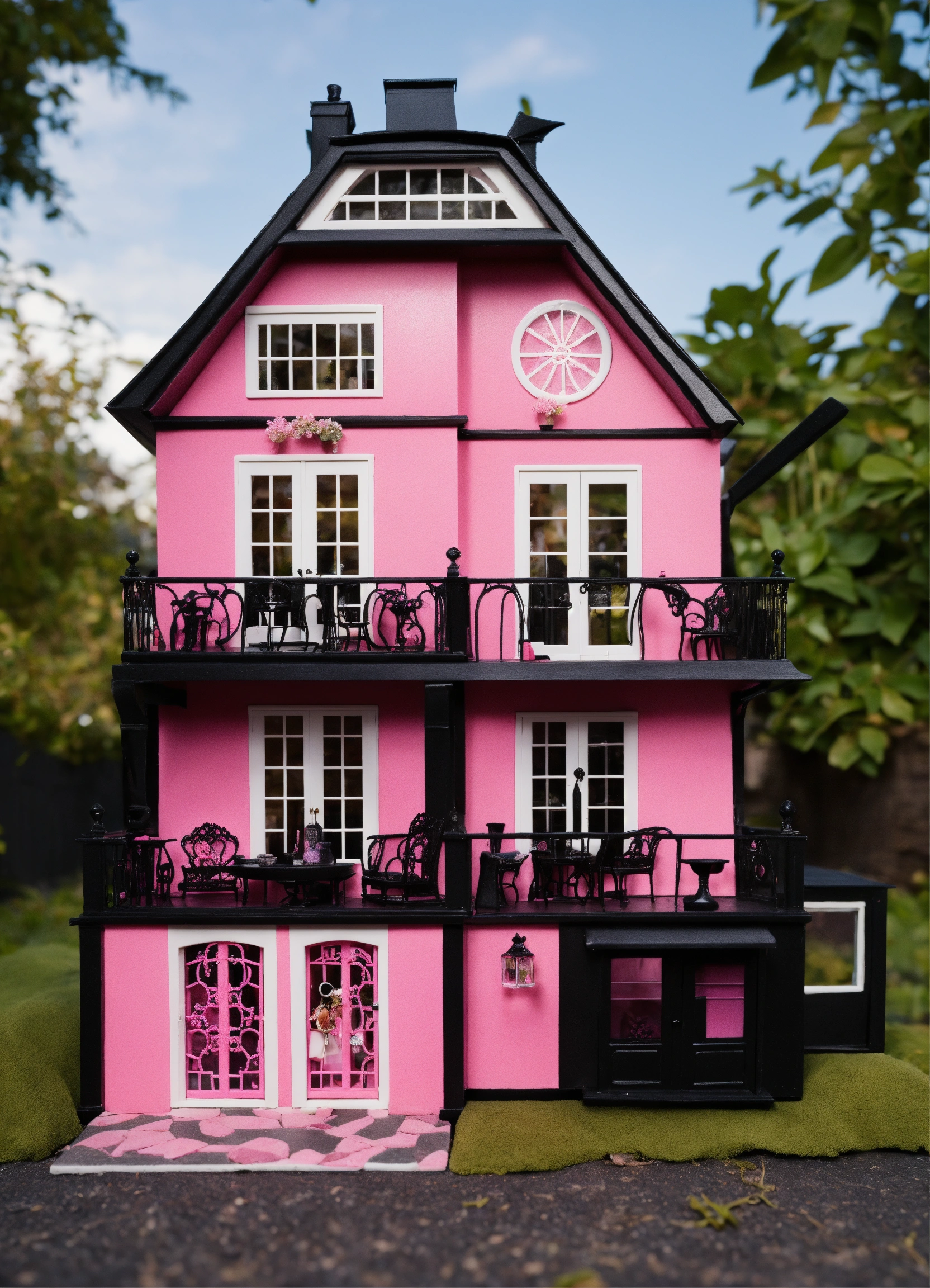 Lexica - Barbie dolls house, pink and black witches house interior ...
