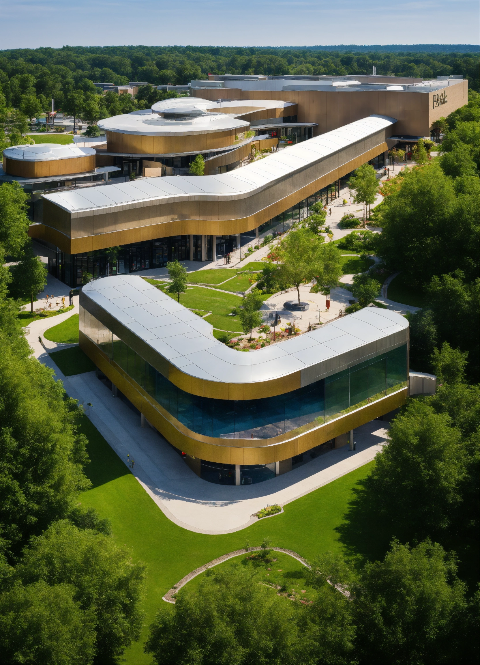 Lexica - A steel shopping mall L shaped with plan trees in front and ...