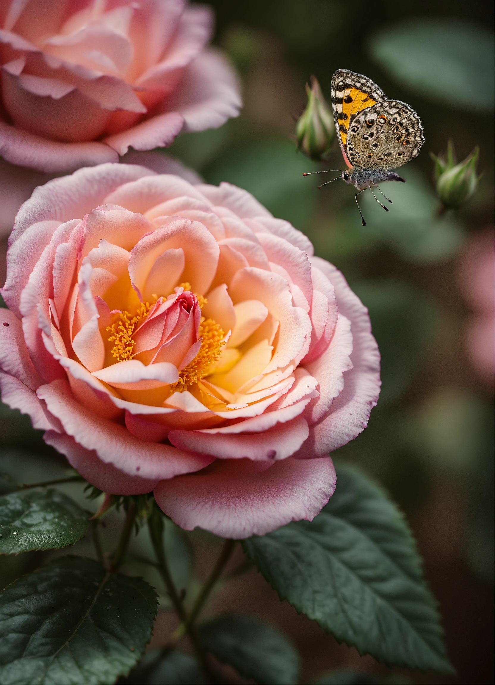 Lexica - Rose with butterfly, elegant, luxury, clean, smooth, elegant ...