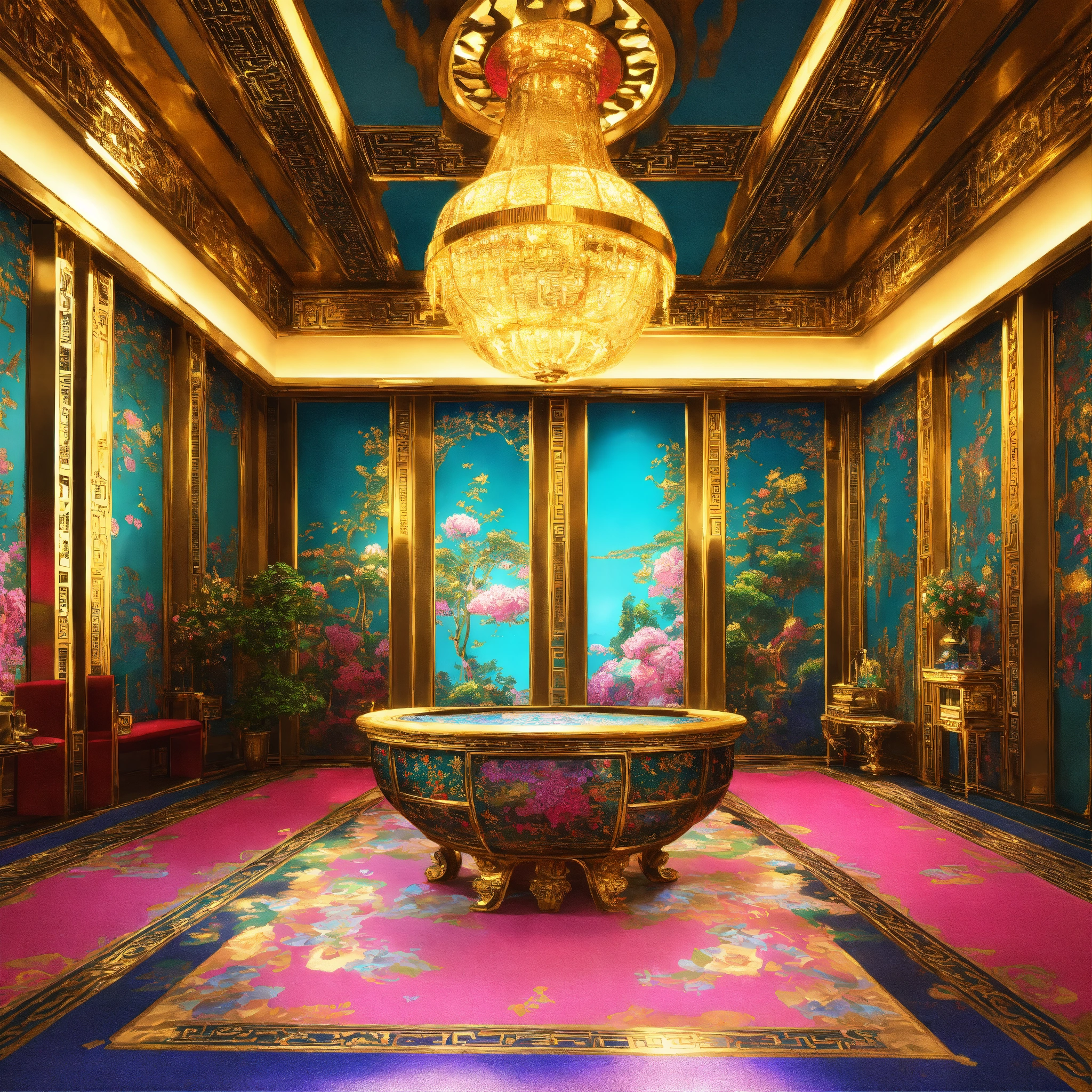 Lexica - Futuristic magnificent Chinese palace interior sitting room ...