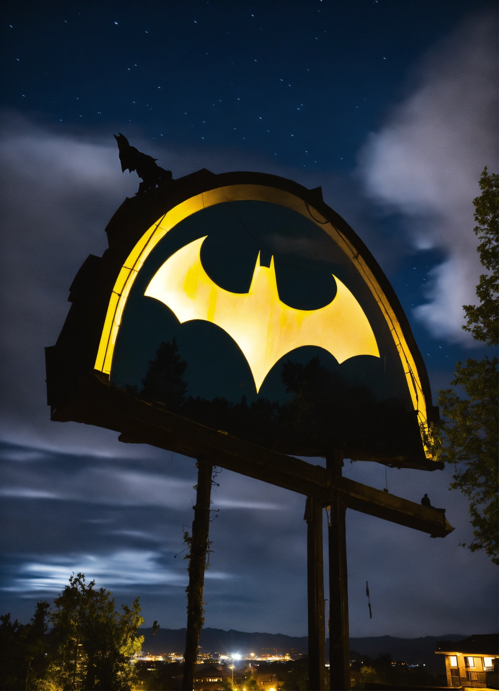 Lexica - Batman sign in the clouds at night