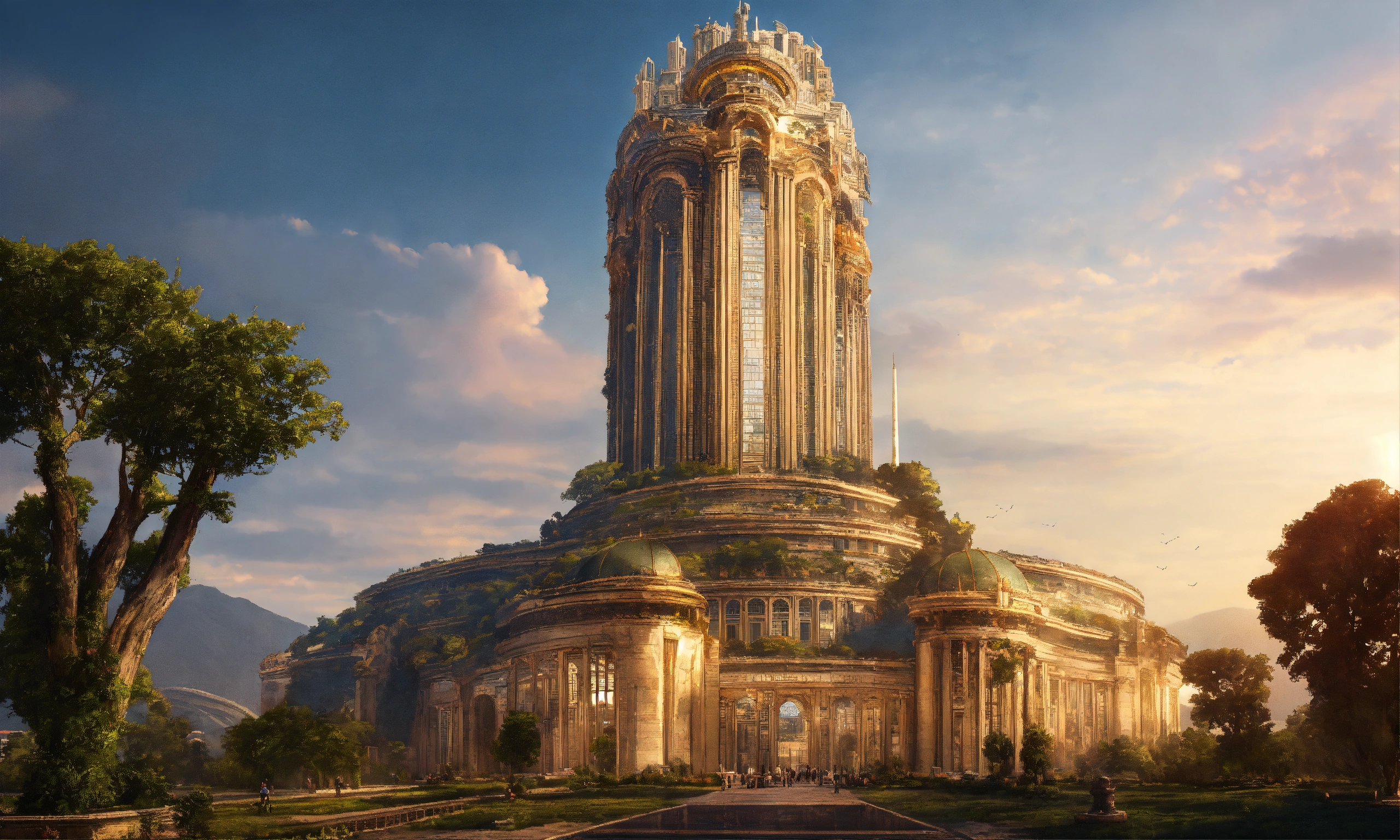 Lexica - Gigantic futuristic skyscraper palace reaching to the sky ...