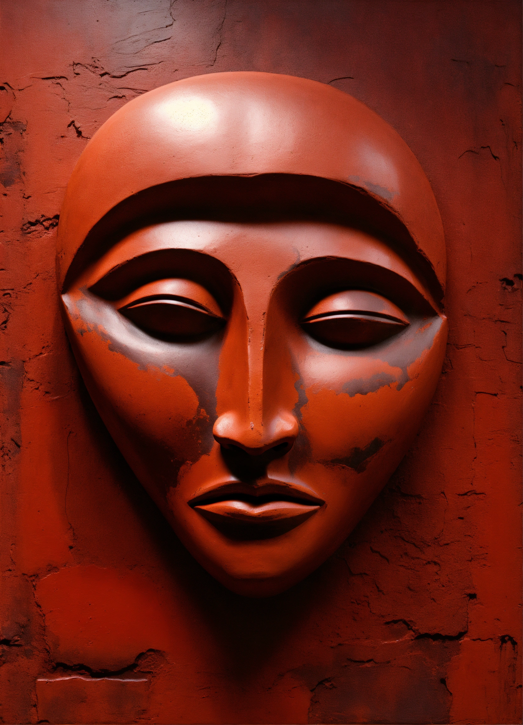 Lexica - Sun sculpture looking at you face brutalist abstract clay ...