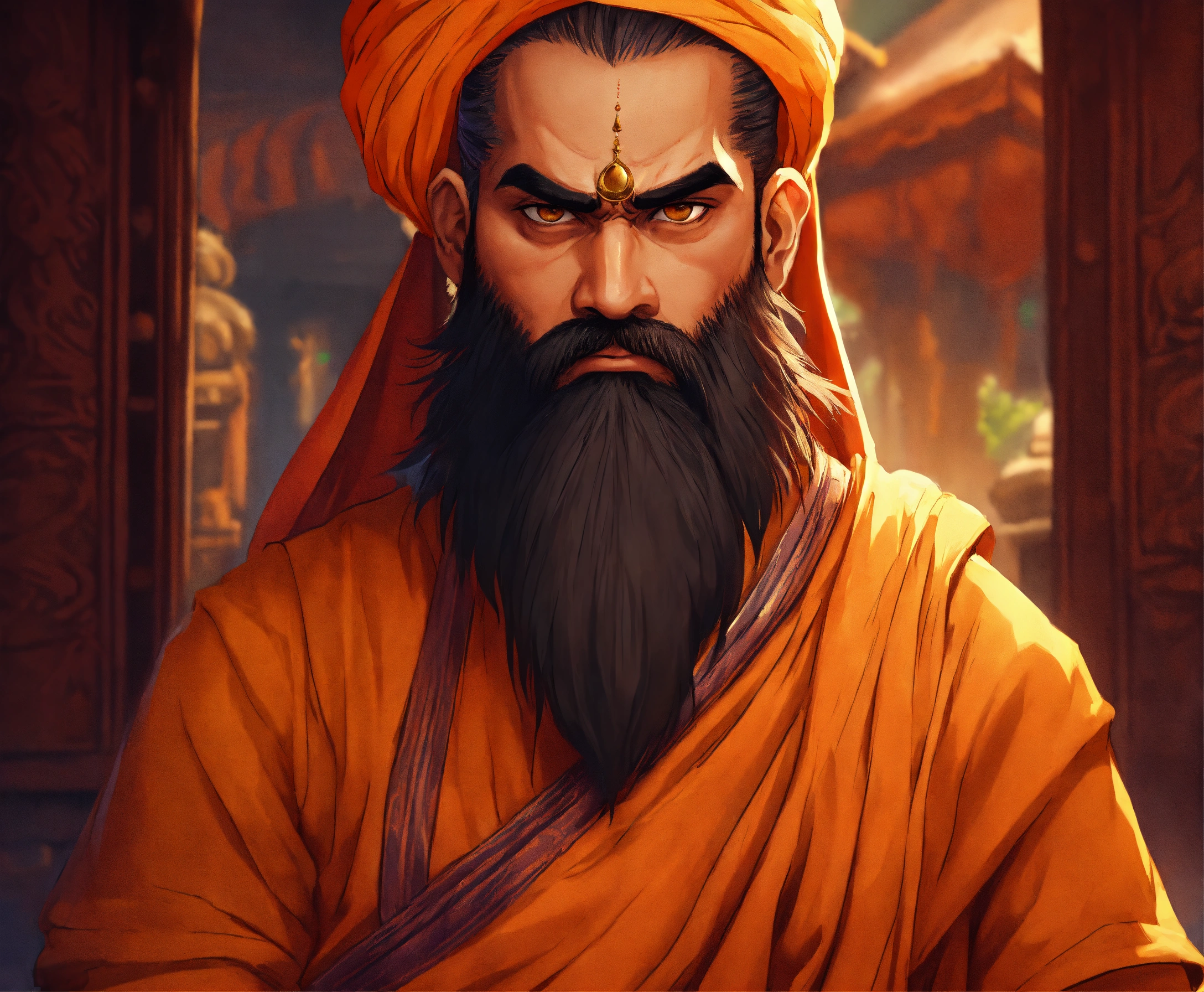 Lexica - An Indian fake monk, full beard, tangled long hair, angry ...