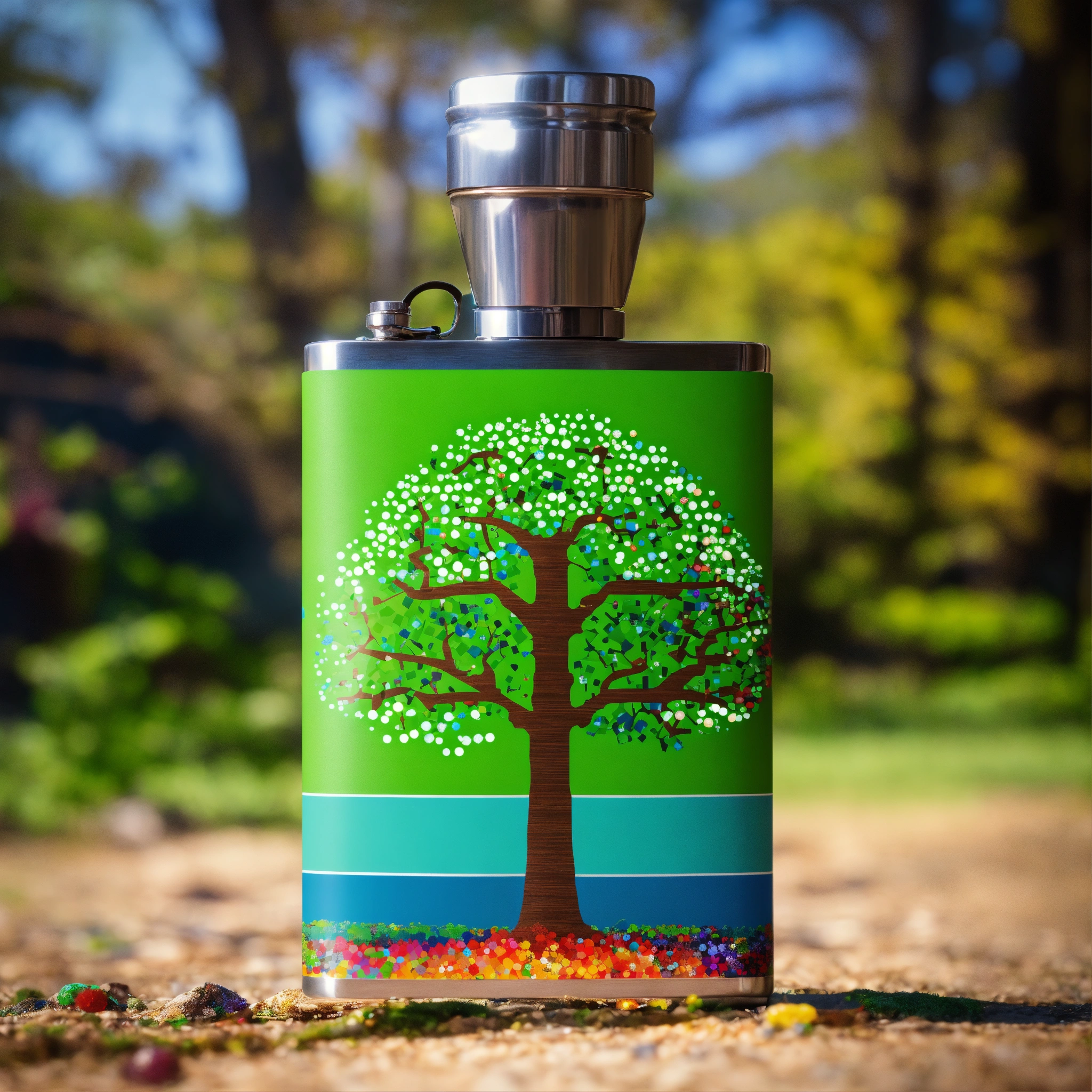 Lexica - Flask, with DNA strand inspired tree inside of it. Use colors ...