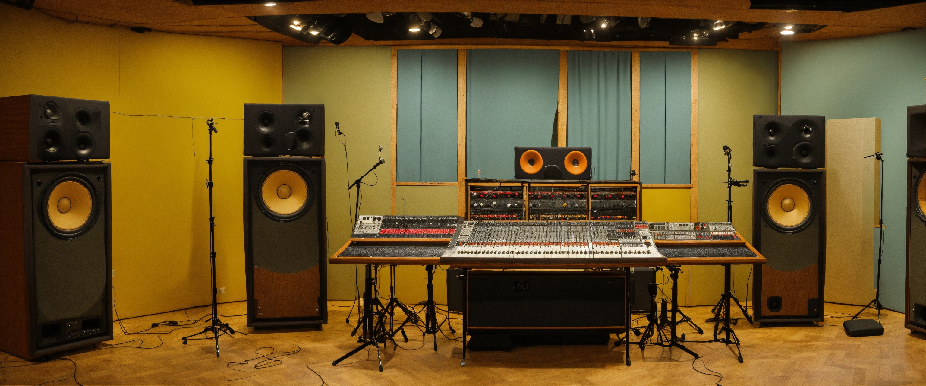 Lexica - Fantasy. A 70s style music recording studio. Many clouds on ...