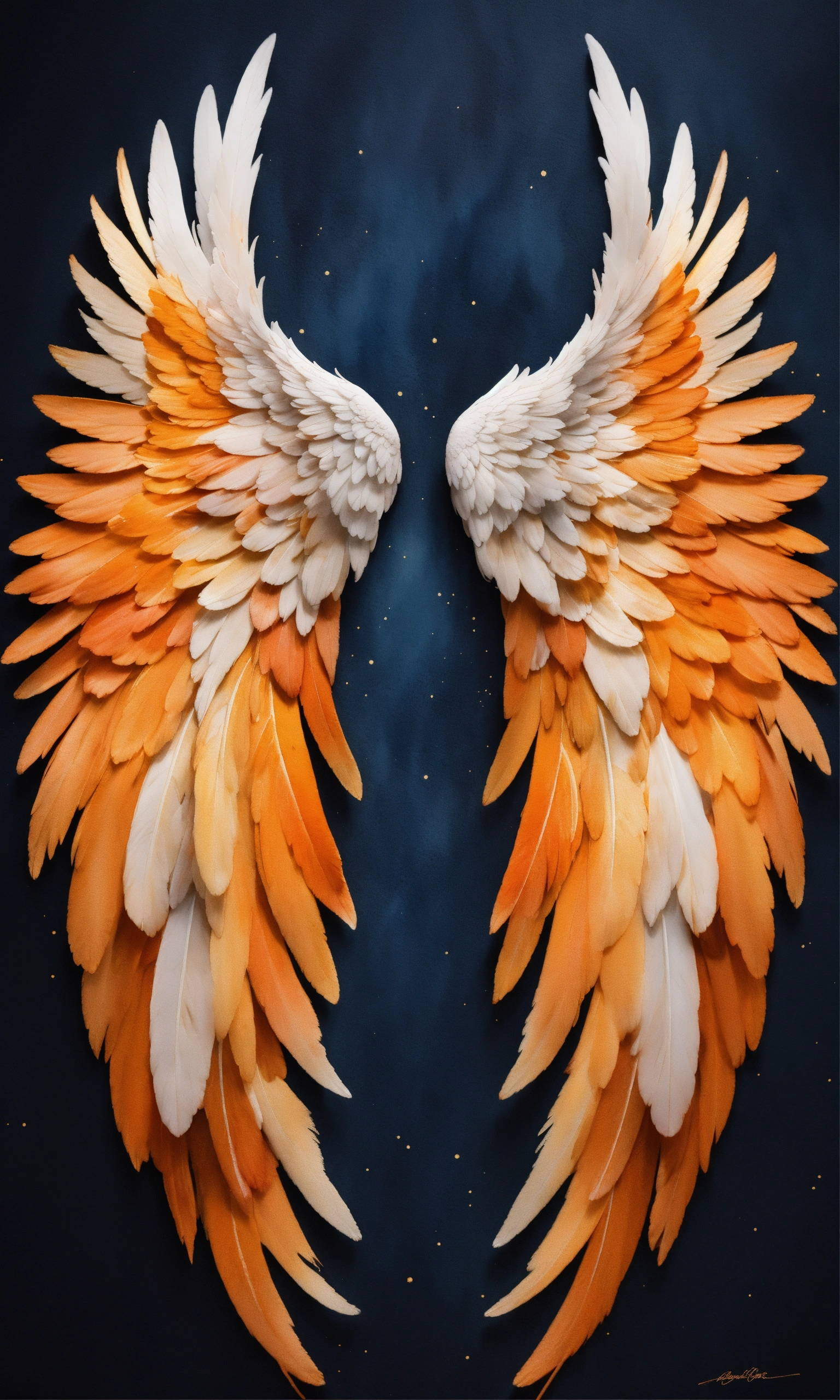 Lexica - Beautiful and perfect small angel wings in orange with white ...