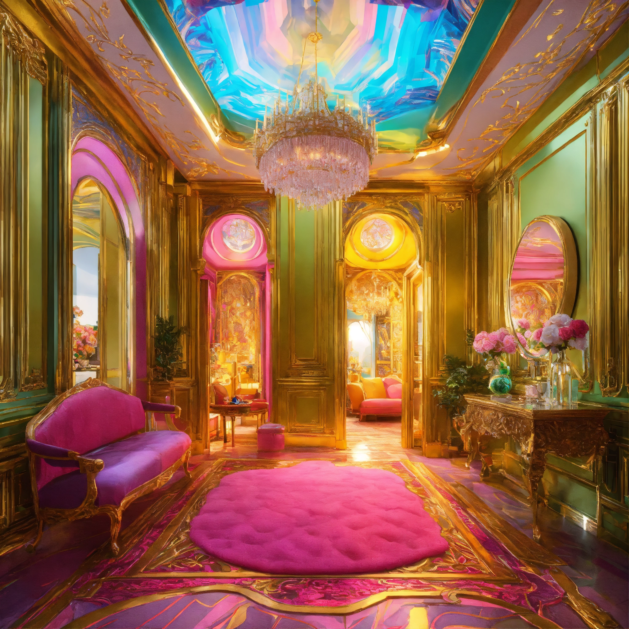Lexica - Futuristic beautiful French mansion interior glamorous ...