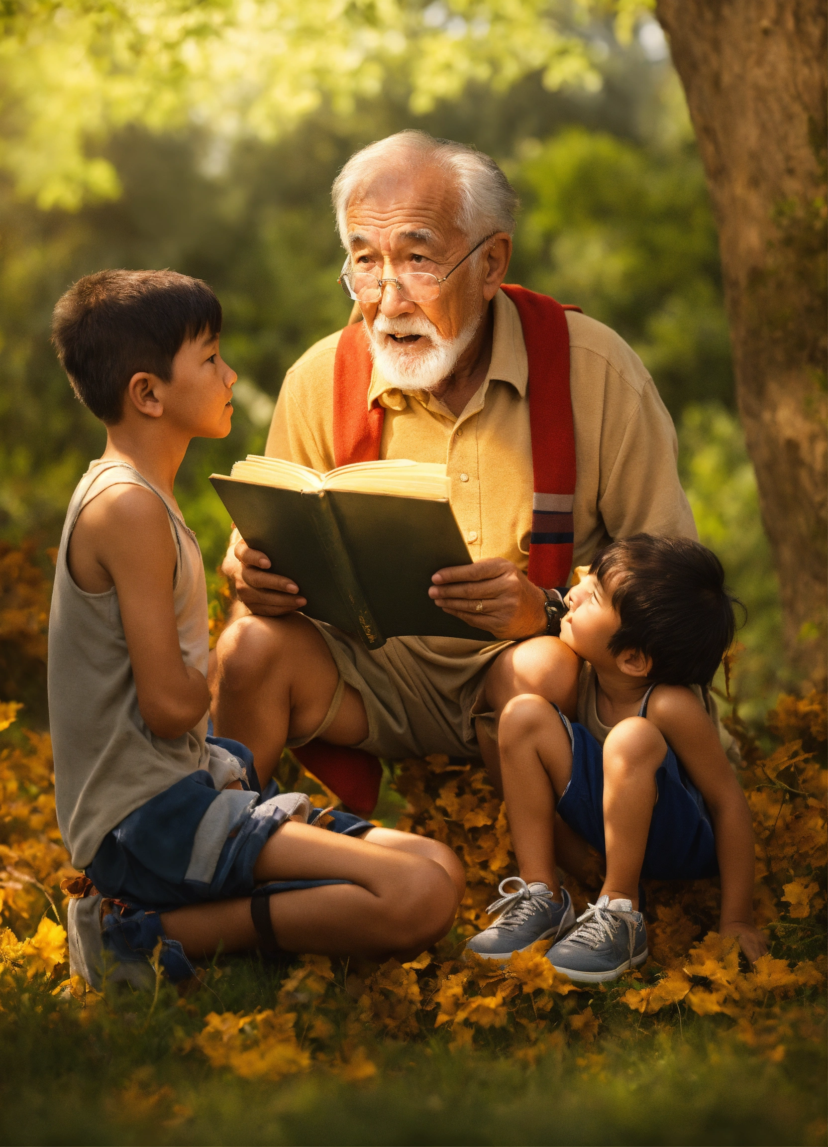 Lexica - Old man telling a story to his kids