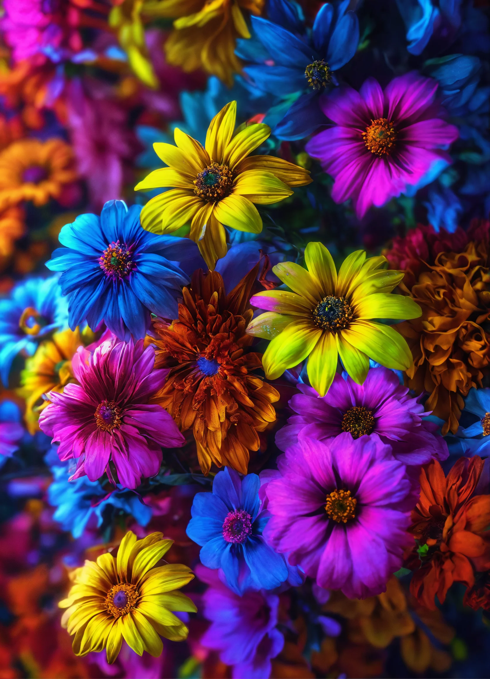 Lexica - Flowers background, fluorescent flower,, colorfull , hippie ...