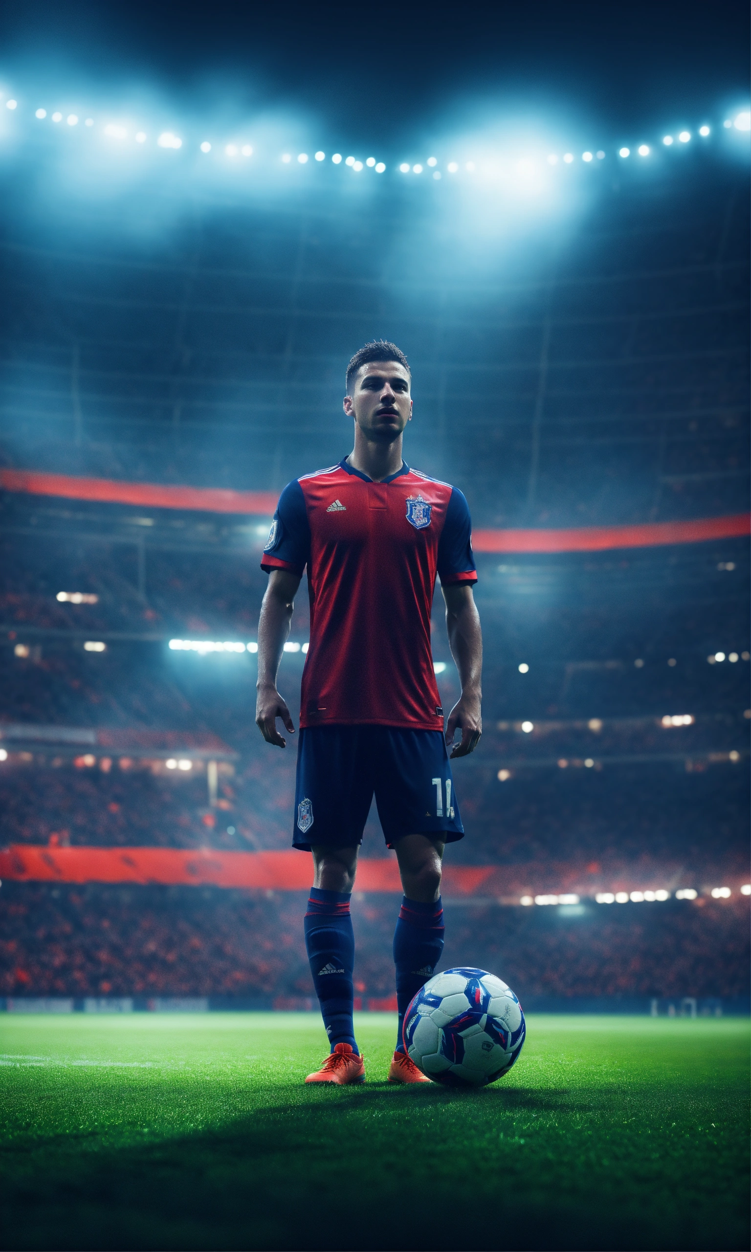 Lexica - Cinematic soccer player and his team holding a soccer ball ...