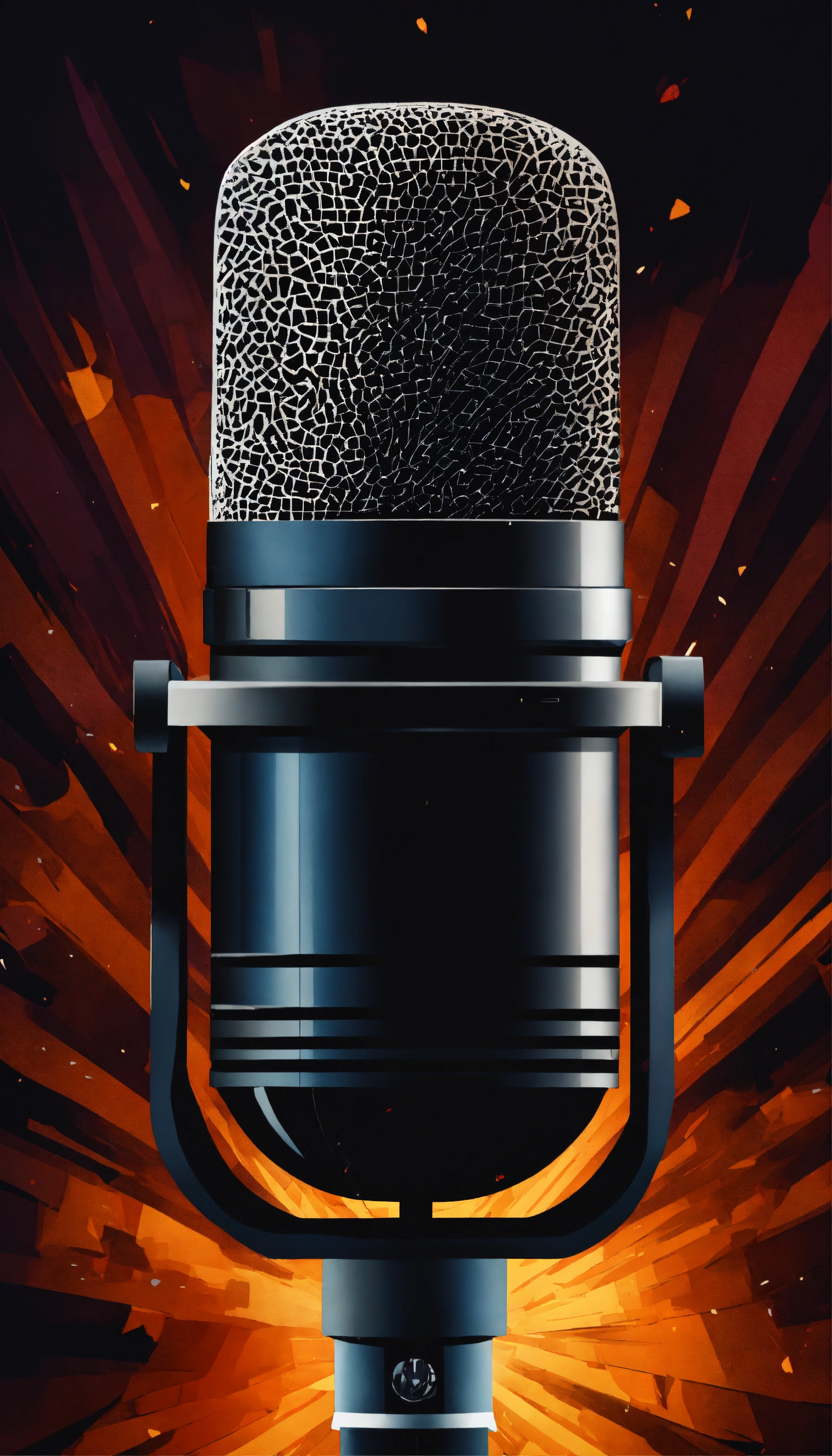 Lexica - Microphone, illustration, 2d, realism, black flat background ...