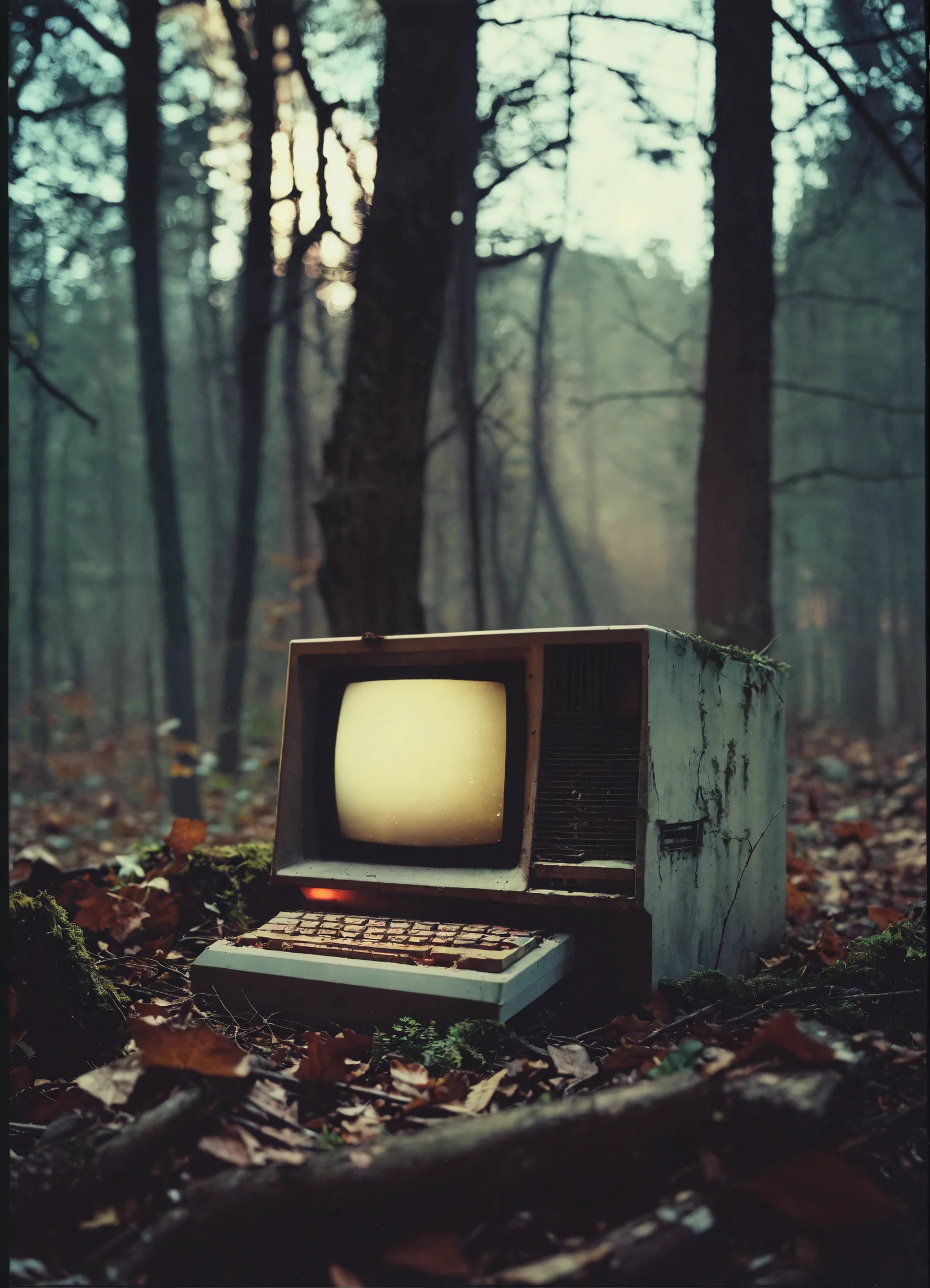 Lexica - Retro Macintosh desktop computer abandoned in the woods ...