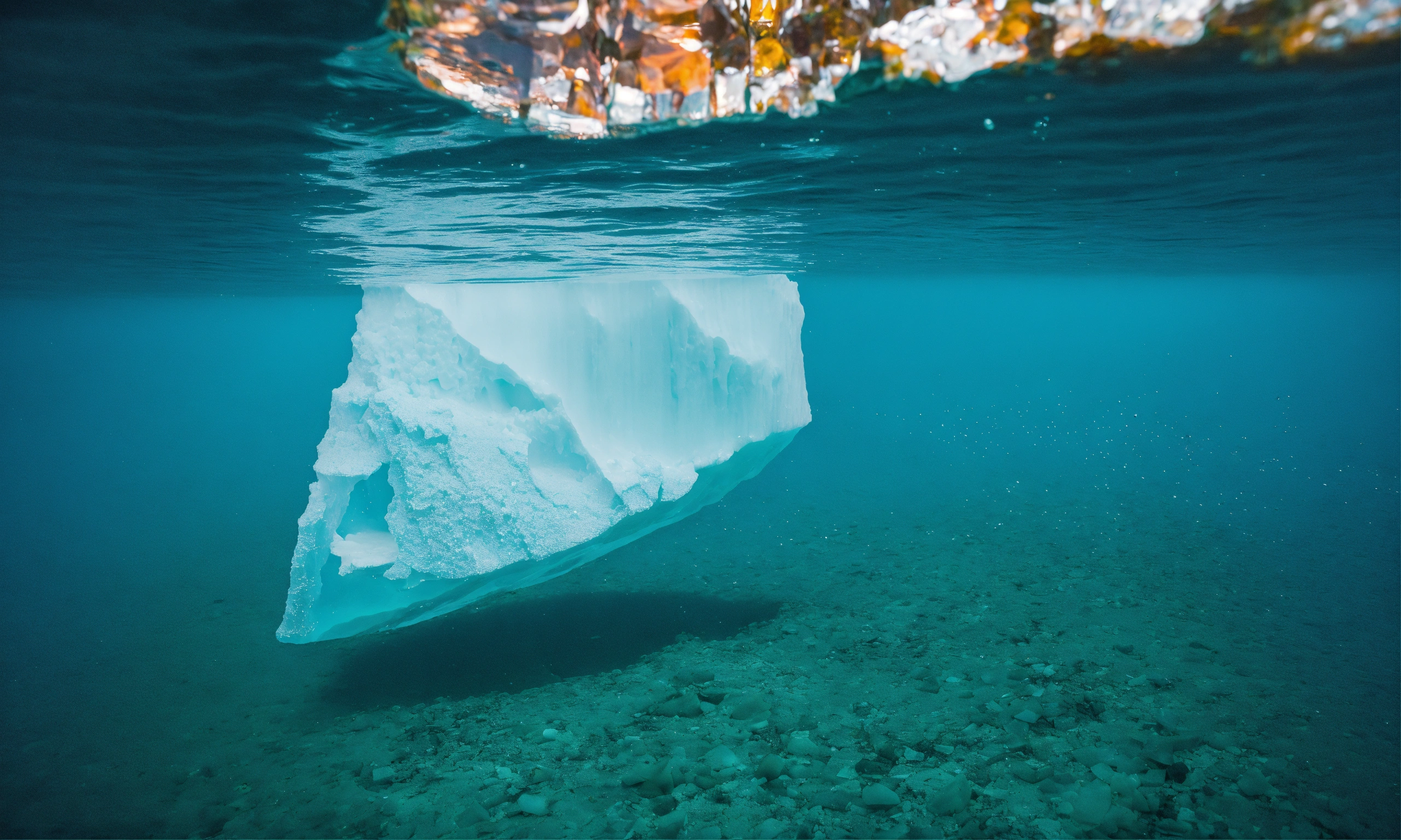 Lexica - Tip of iceberg, transparent water, underneath water iceberg