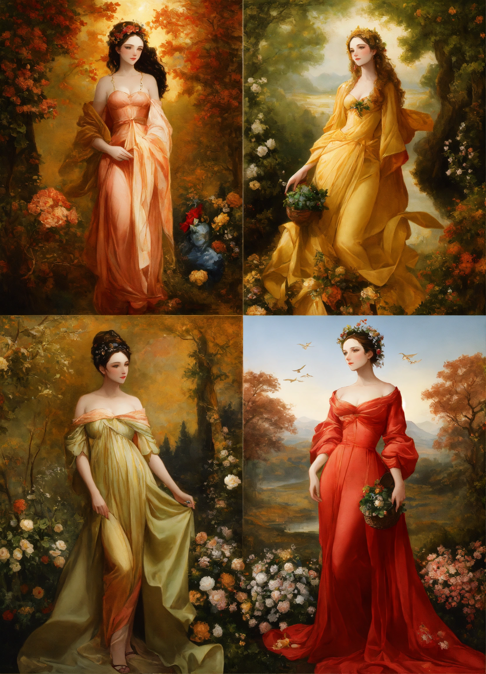 Lexica - The Four Seasons as an allegory with four beautiful women each ...