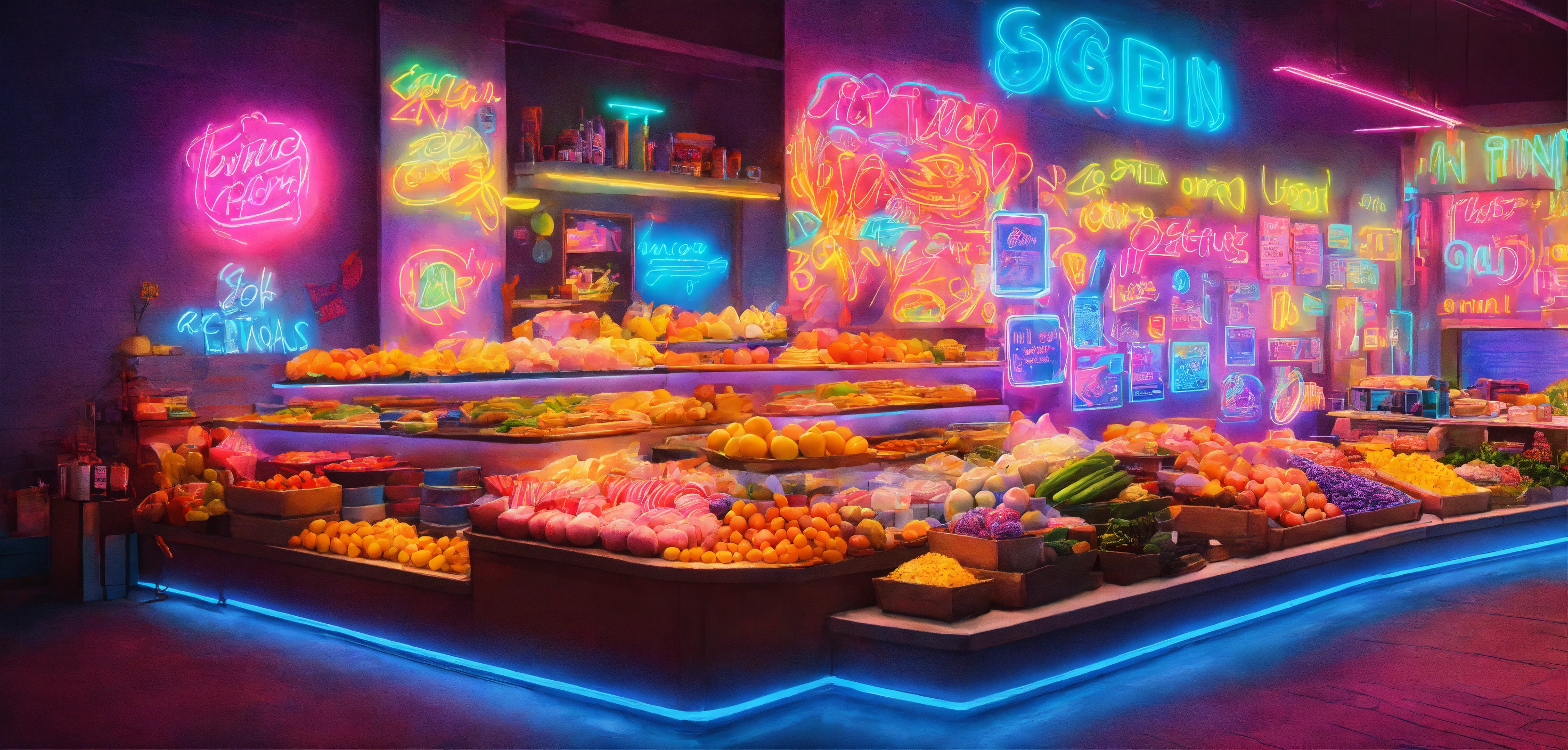 Lexica - Pastels and neons abound. And lettering with thin lines ...