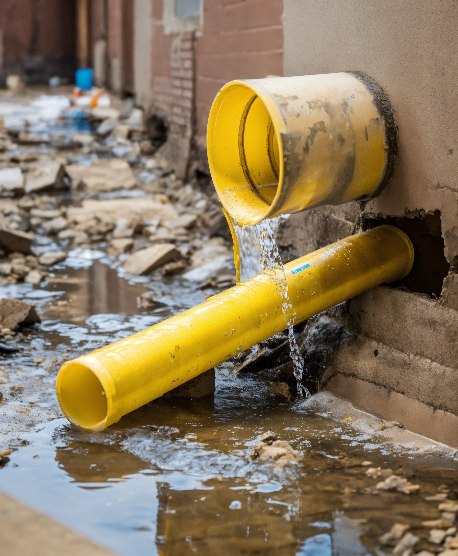 Lexica - Broken plastic pipe at a building renovation in need of repair ...