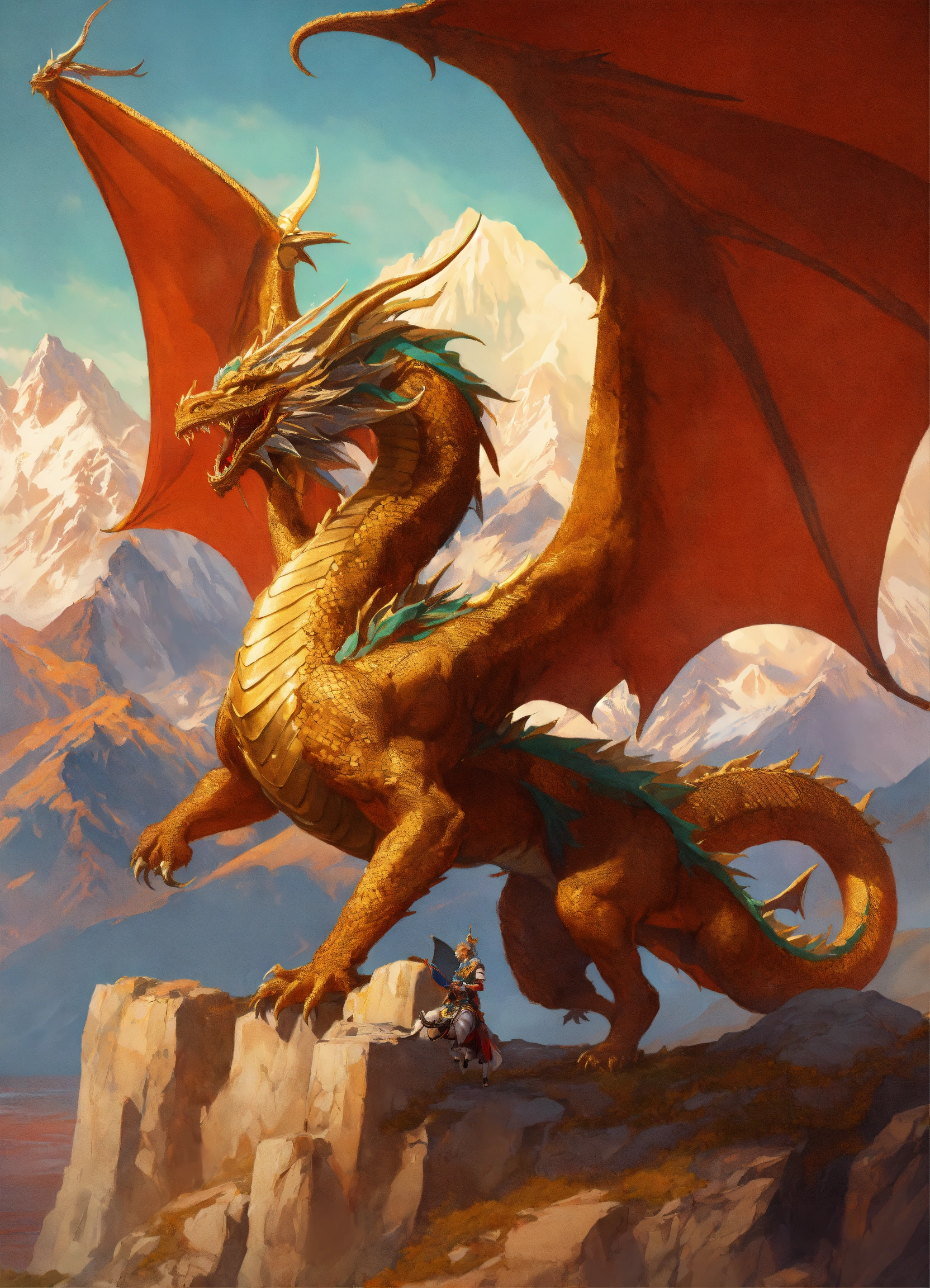 Lexica - A large Turkish Yelbeghen Dragon with a Persian knight riding ...