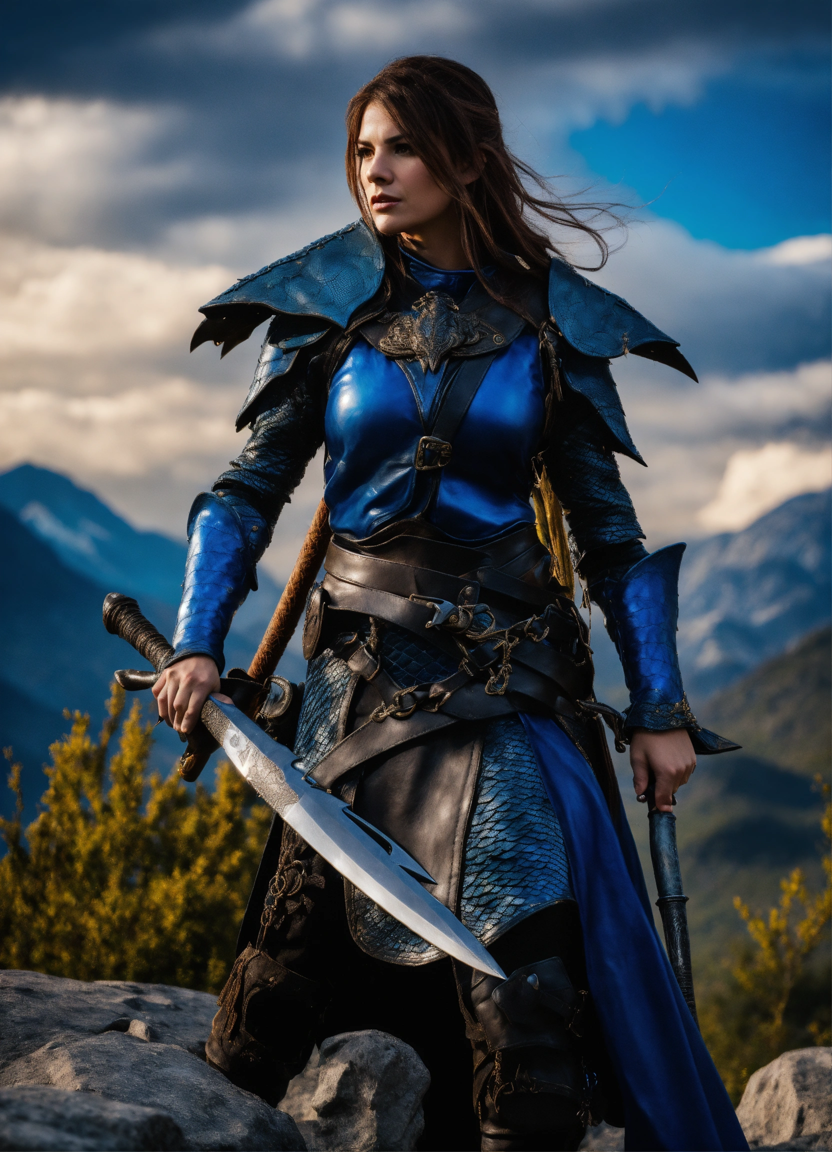 Lexica - Female dragonborn blue scales, wearing black leather, body ...