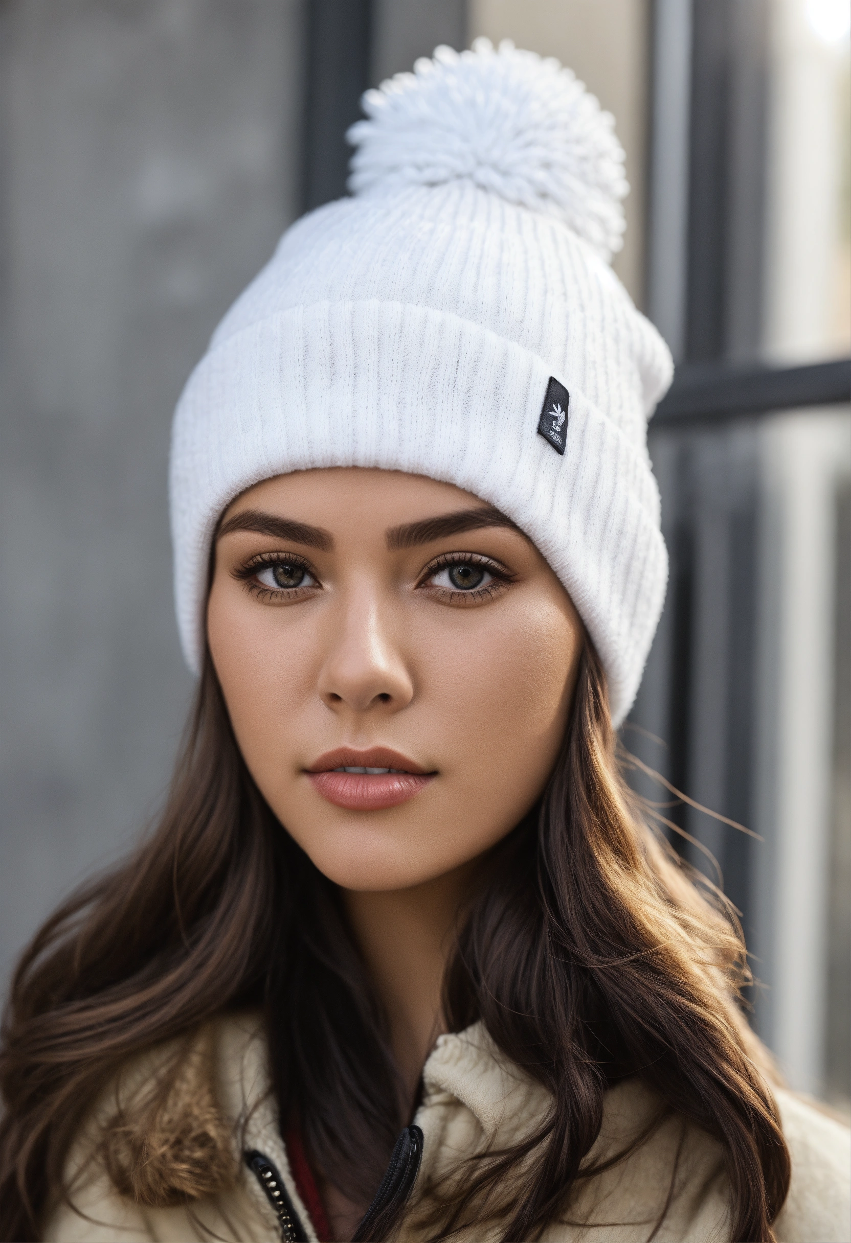 Lexica - White beanie mockup