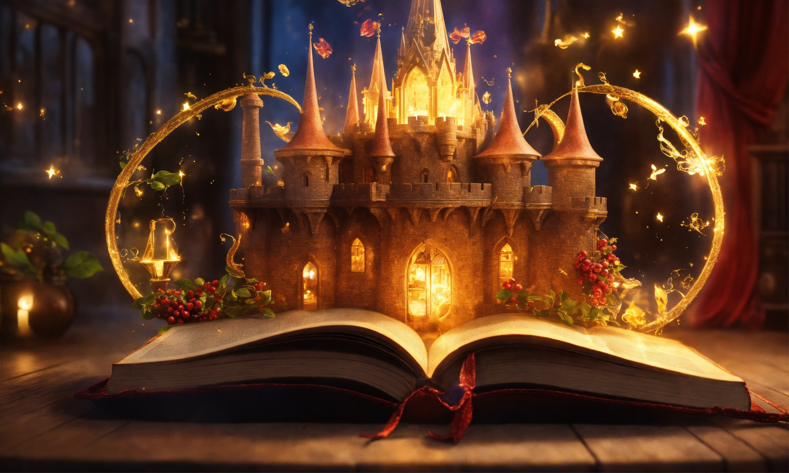 Lexica - A fancy magic book from which magic bursts into the world, a ...