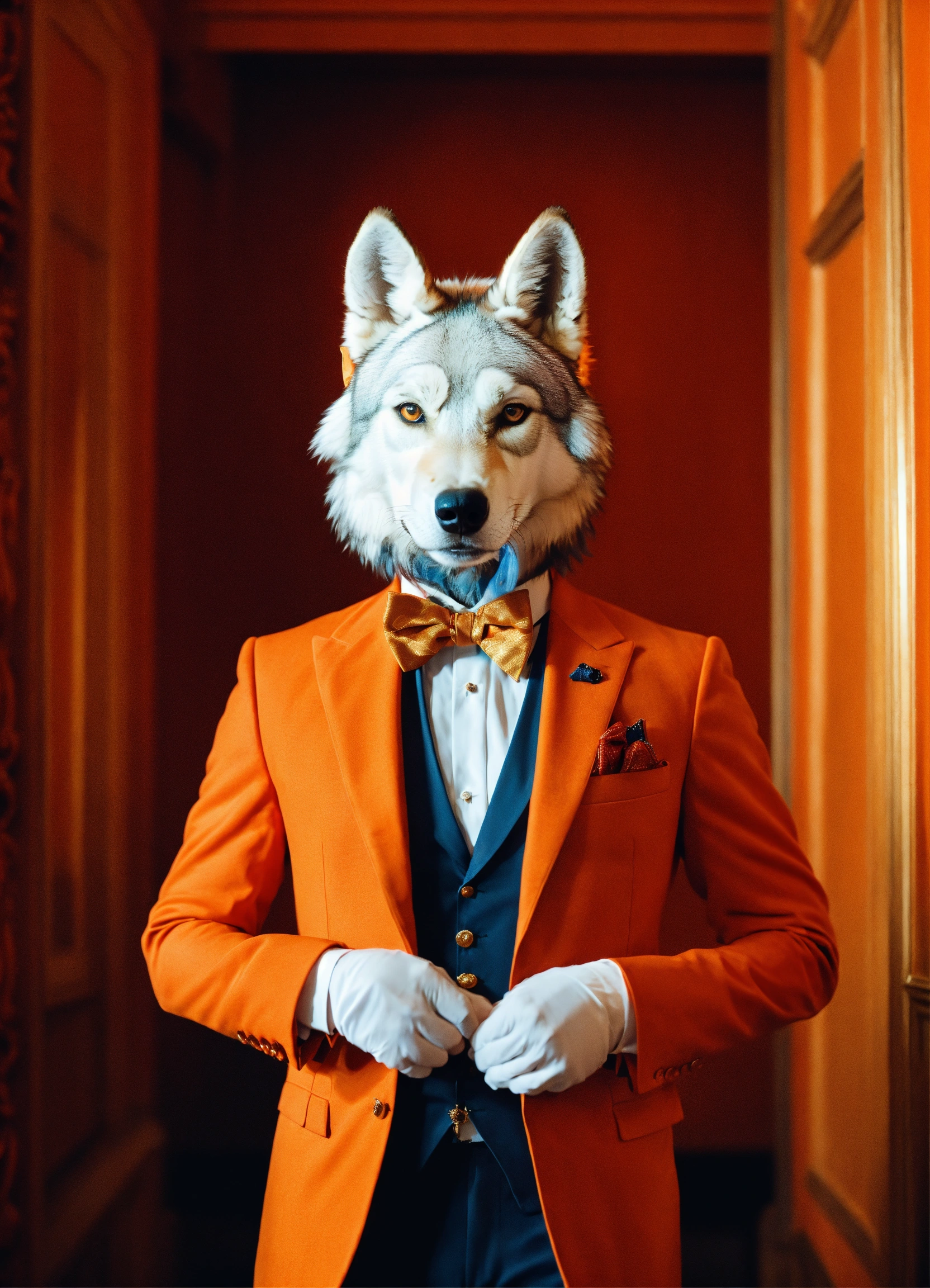 Lexica - Award - Winning Cinematic Still of wolf-Headed butler posing ...