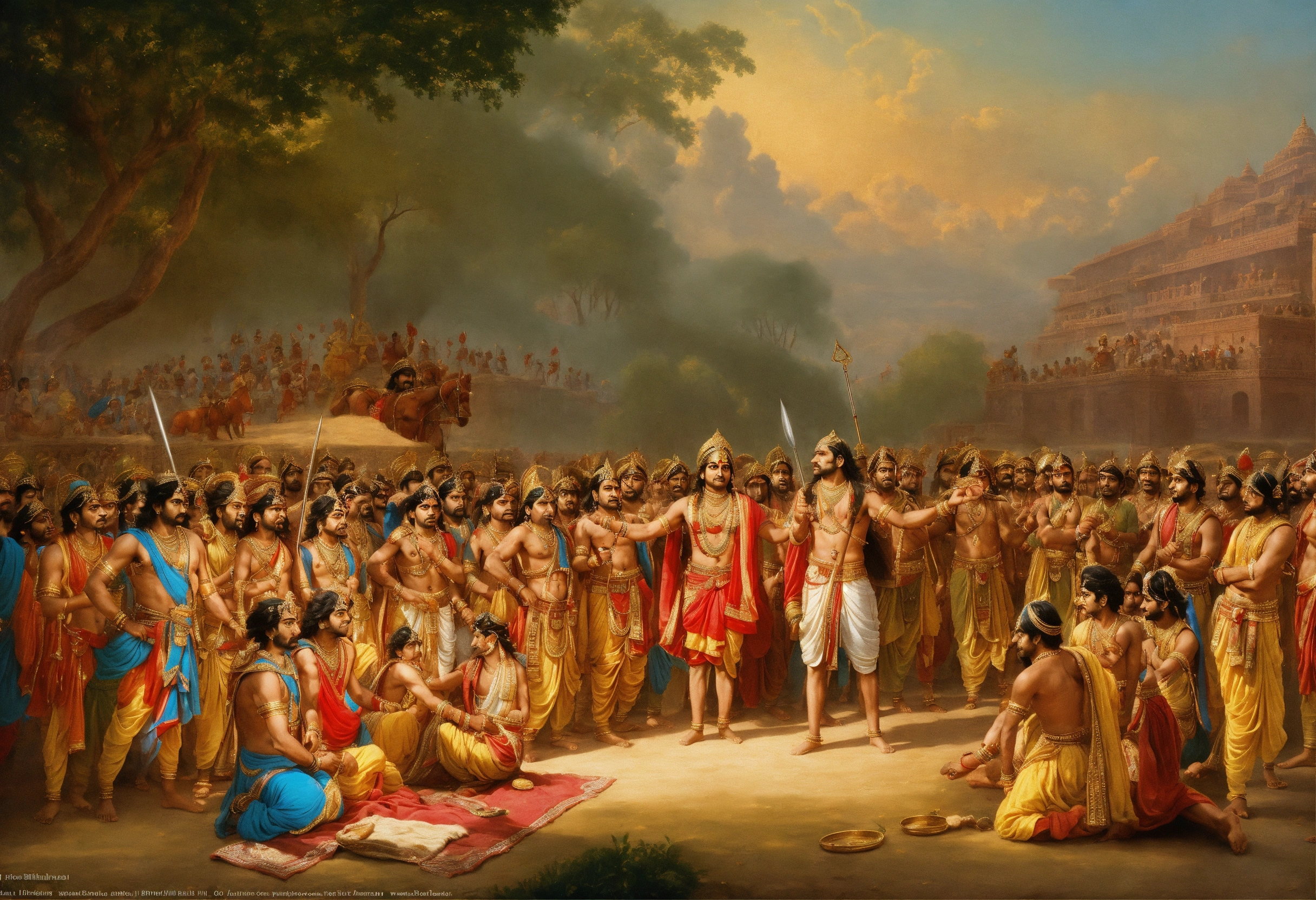 Lexica - Mahabharat war scene, Krishna telling bhisma pitamaha
