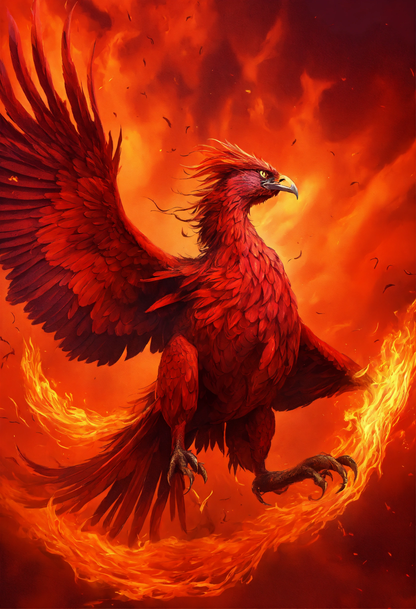 Lexica - Angry phoenix; full body; ultra-realistic; solid vibrant red ...