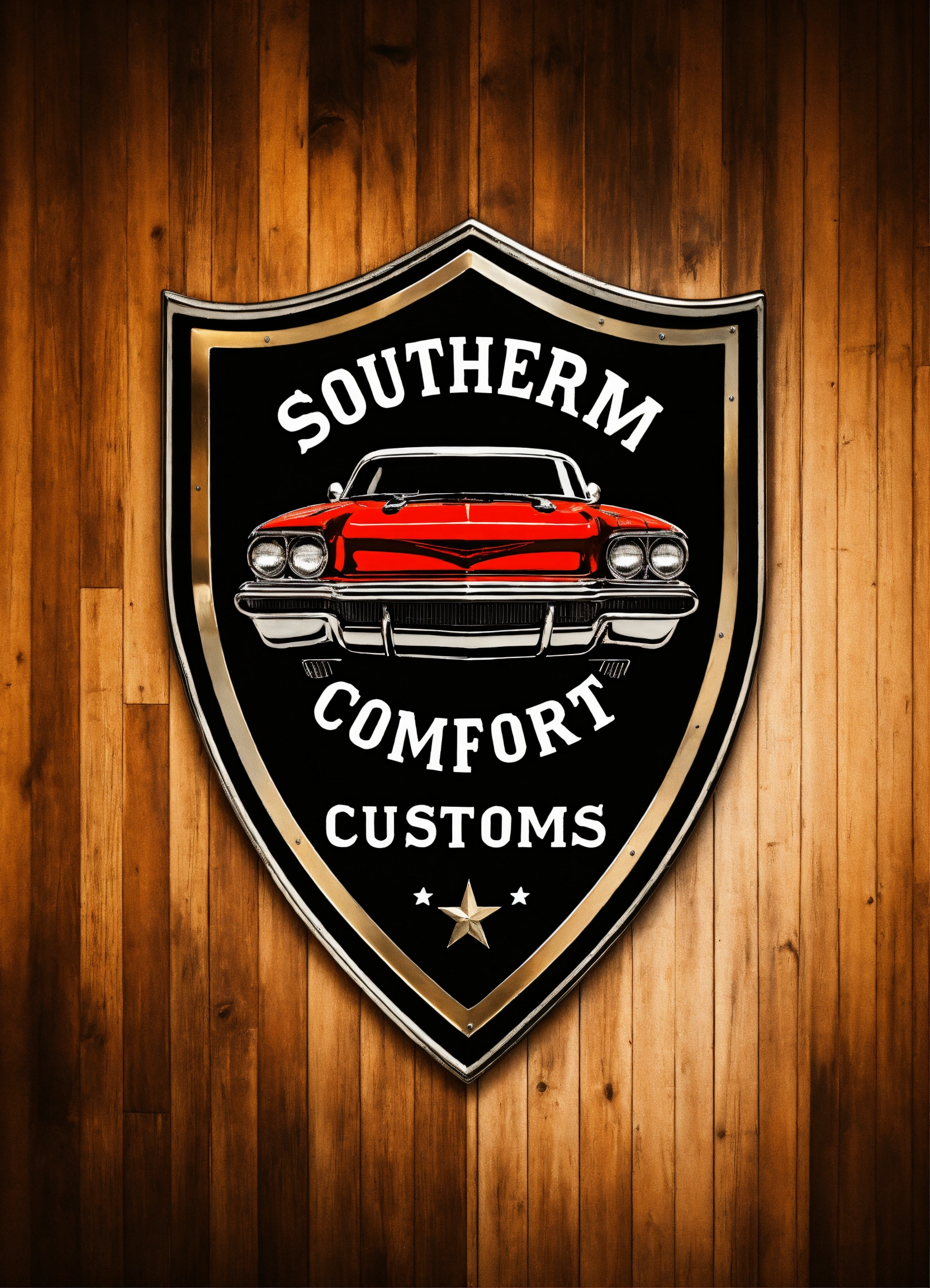 Lexica - SOUTHERN COMFORT CUSTOMS LOGO IN FRONT OF A BLACK SHIELD
