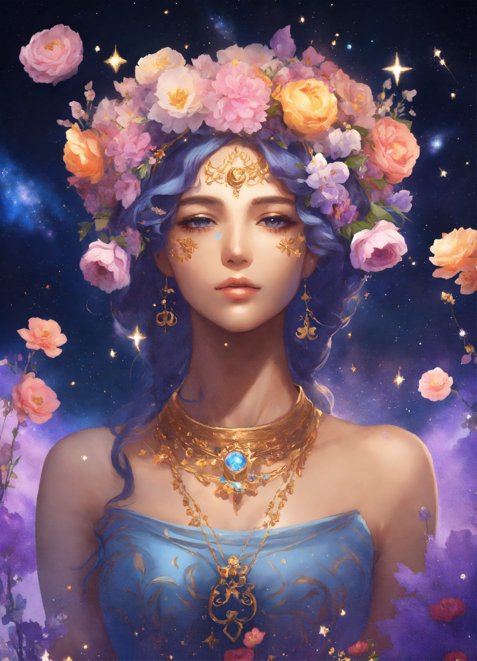 Lexica - The star sign of libra personified as a person, flower crown ...