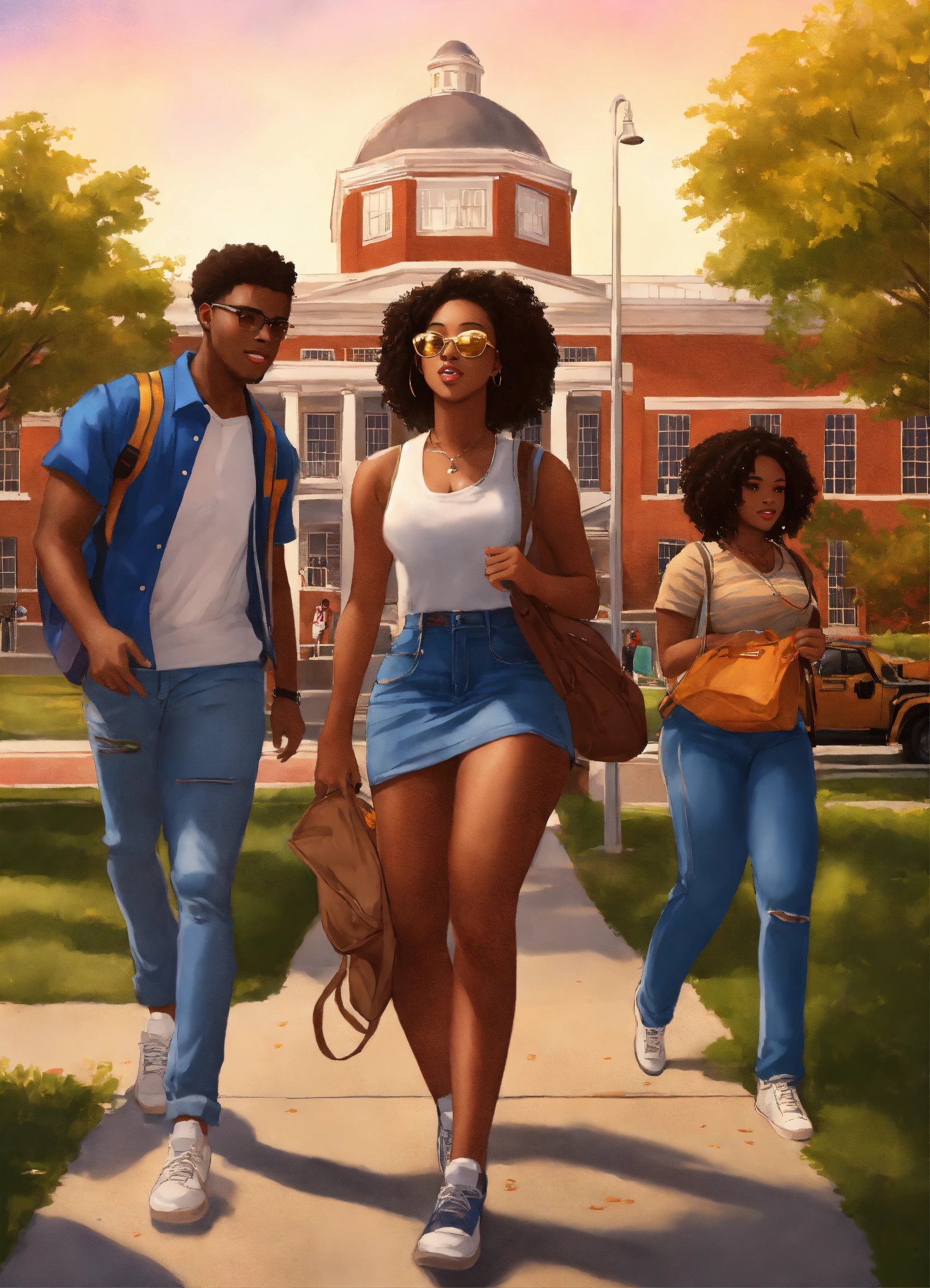 Lexica - Realistic style African American HBCU college scene with ...