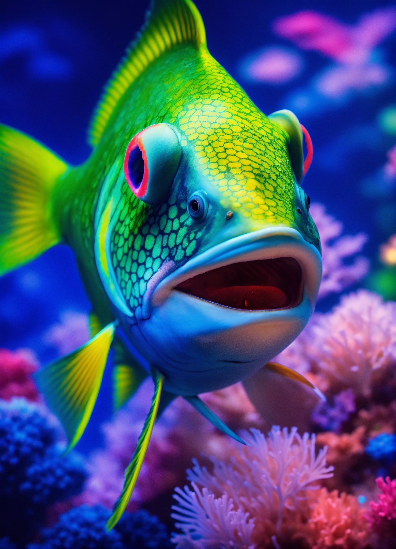 Lexica - Fantasy Portrait of an anthropomorphic fish, shimmery skin ...