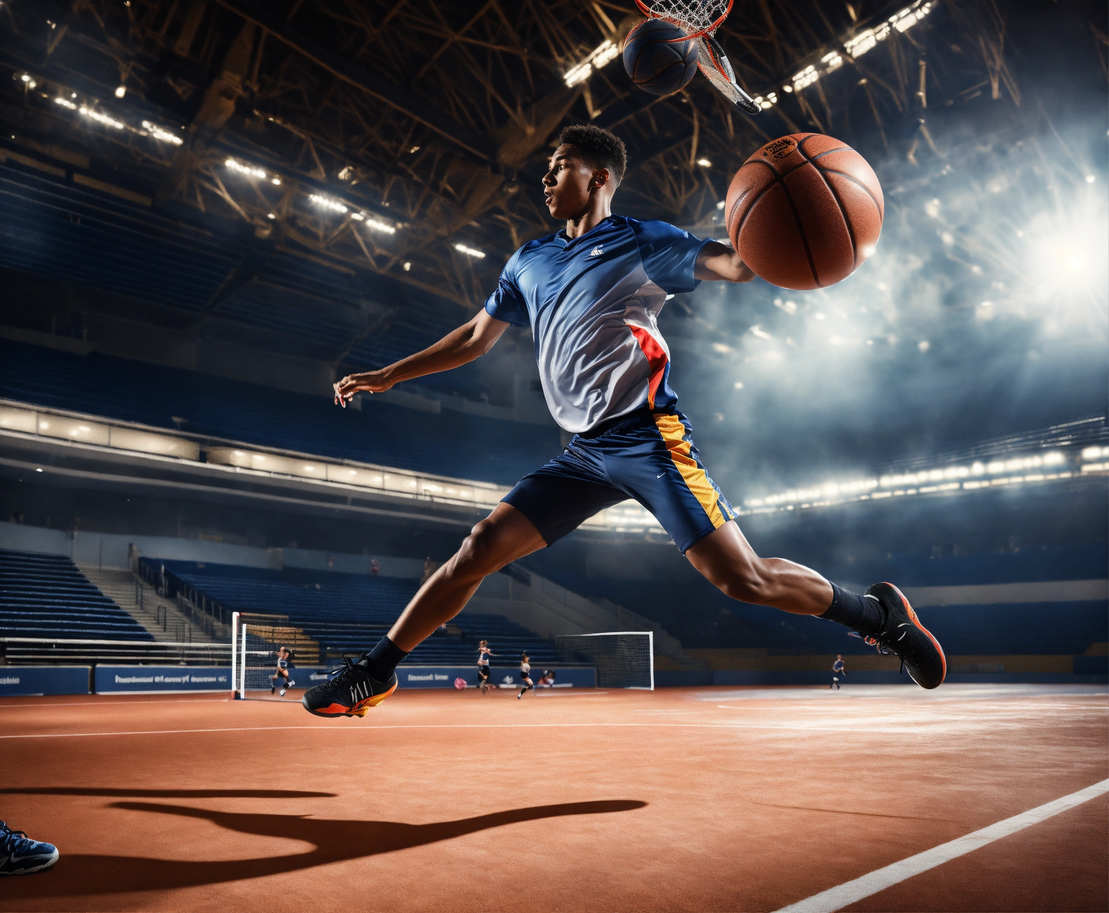 Lexica - Generate an image of a multi-sport athlete in the midst of ...