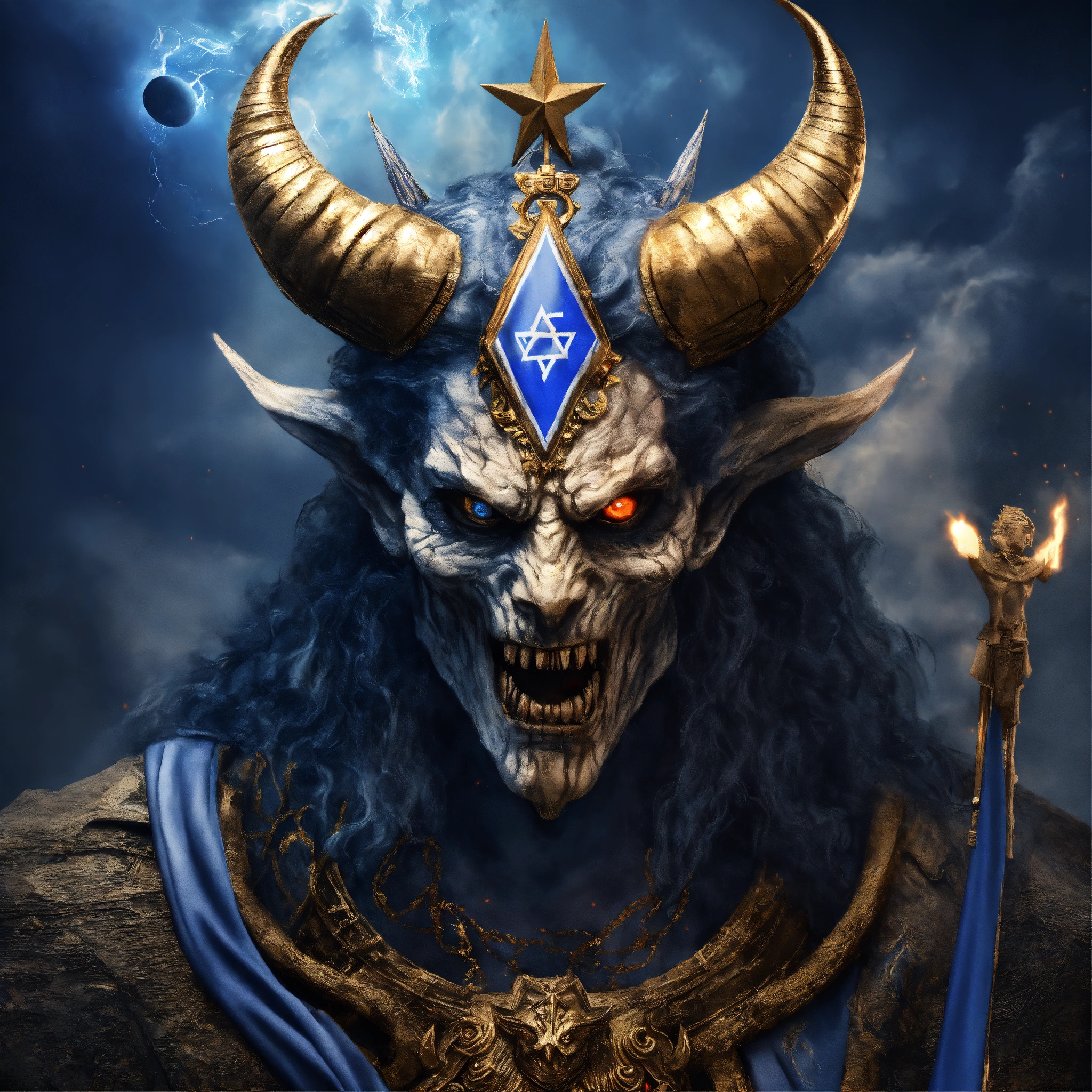 Lexica - Evil demonic Israel demon with an Israeli flag with an ...