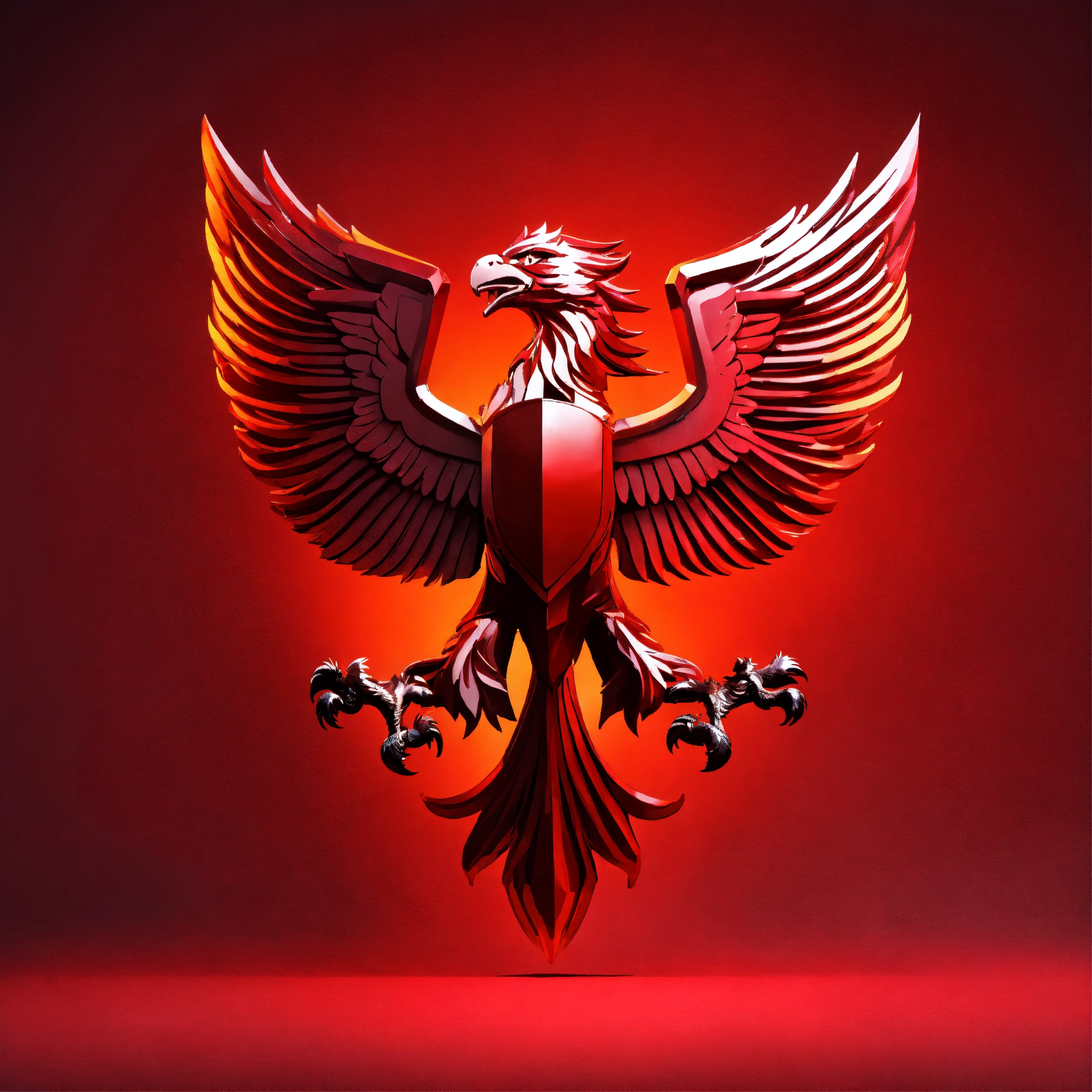 Lexica - Simple griffon symbol logo, rich red to bright red gradient, 8k 3d