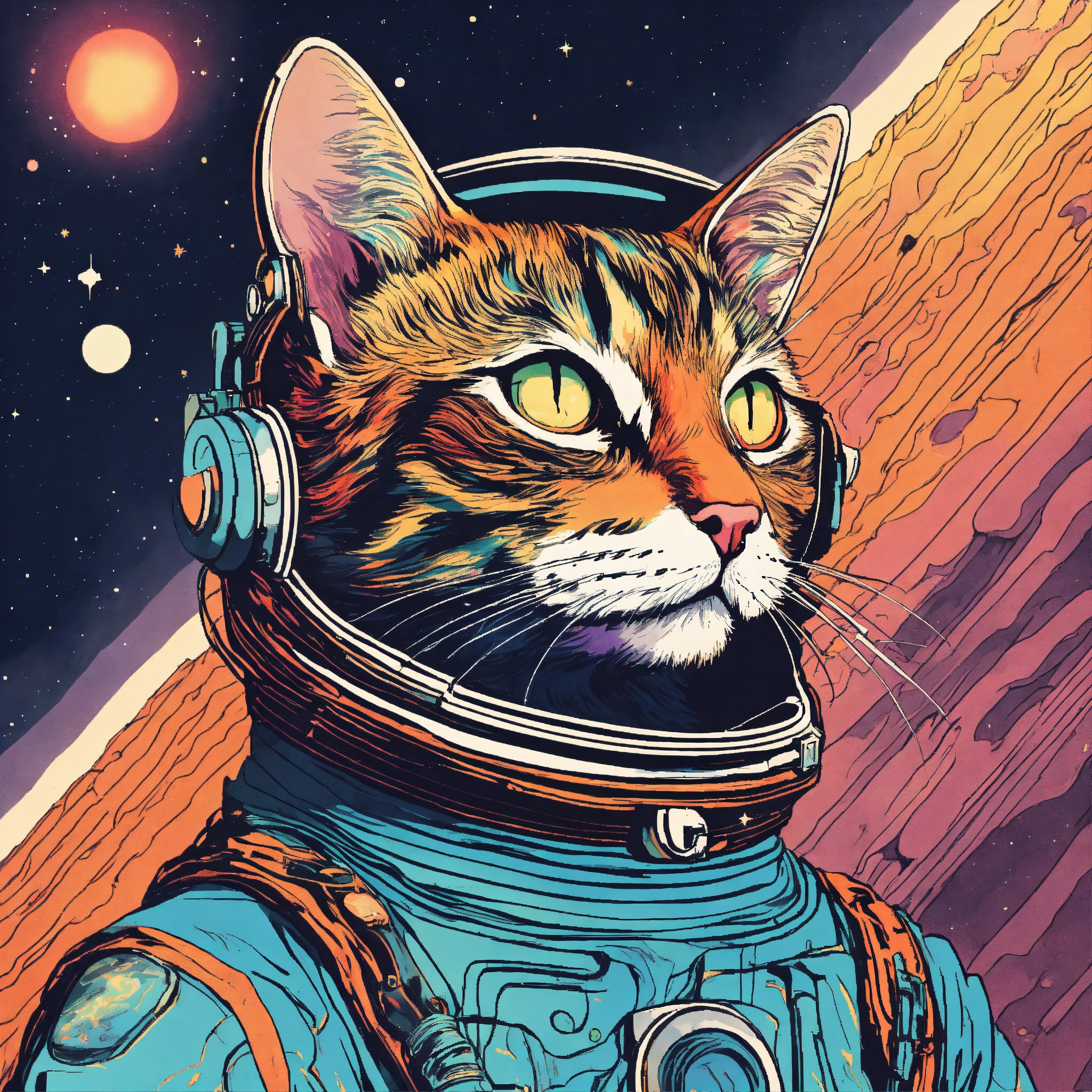 Lexica - A space cat profile, like a astronaut, surrealism, detailed ...