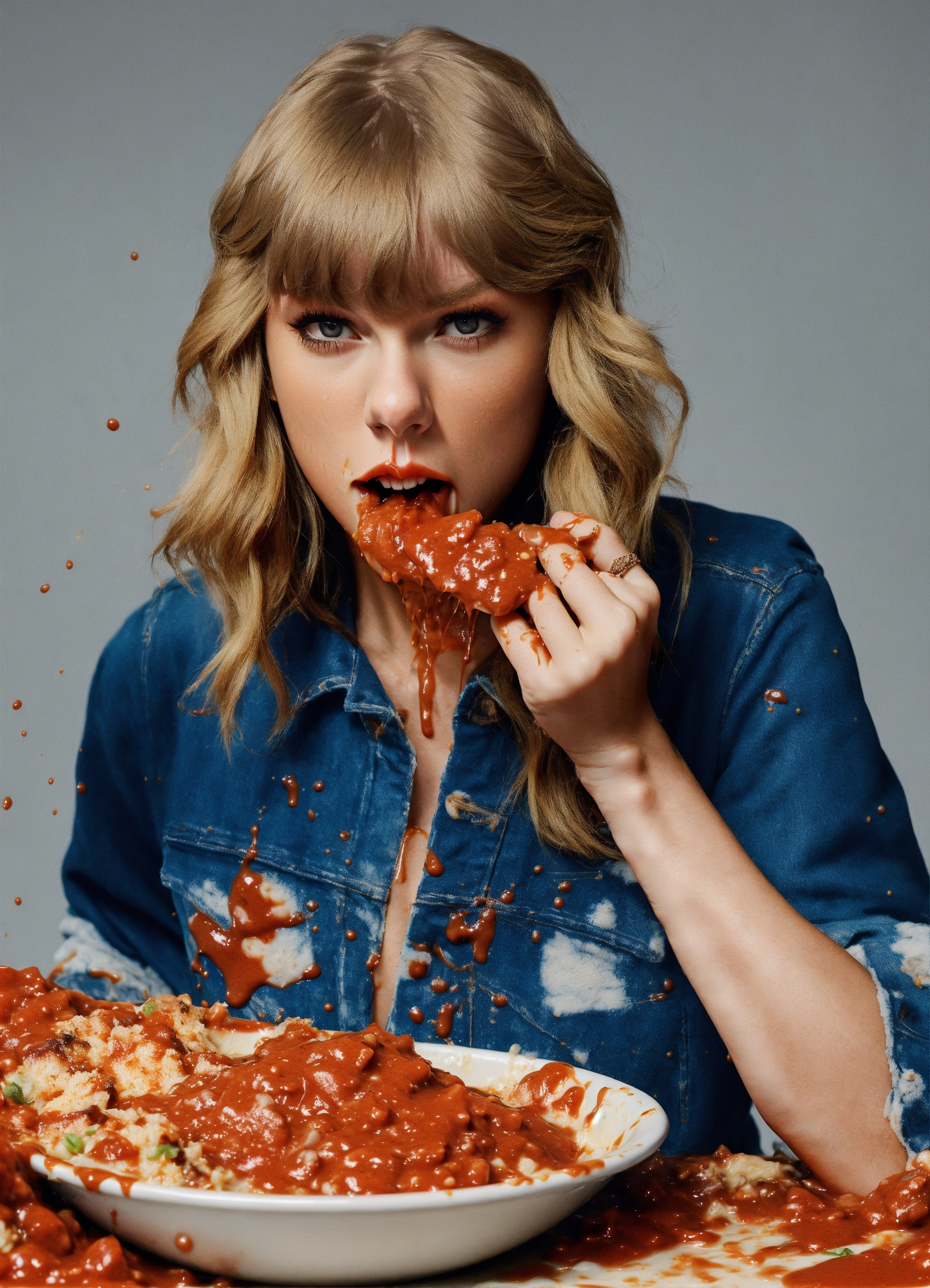 Lexica - Photo realistic shot of taylor swift eating a disgusting pile ...