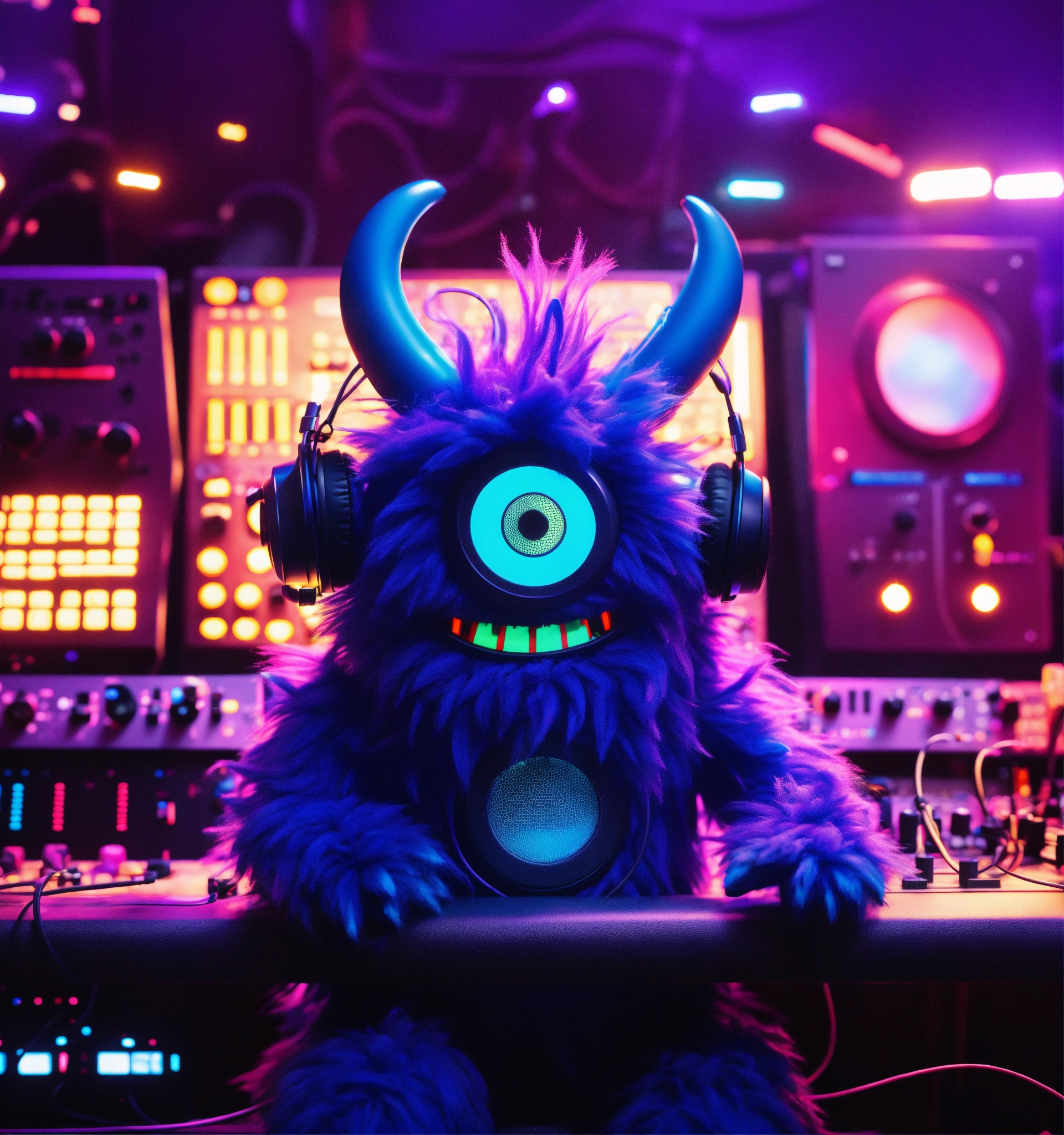 Lexica - Zoom out on a big, fun loving, fuzzy blue and purple monster ...