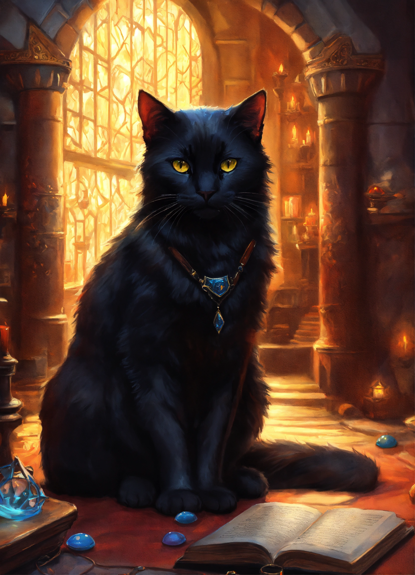 Lexica - Intelligent black cat realistic art fantasy dungeons and dragons