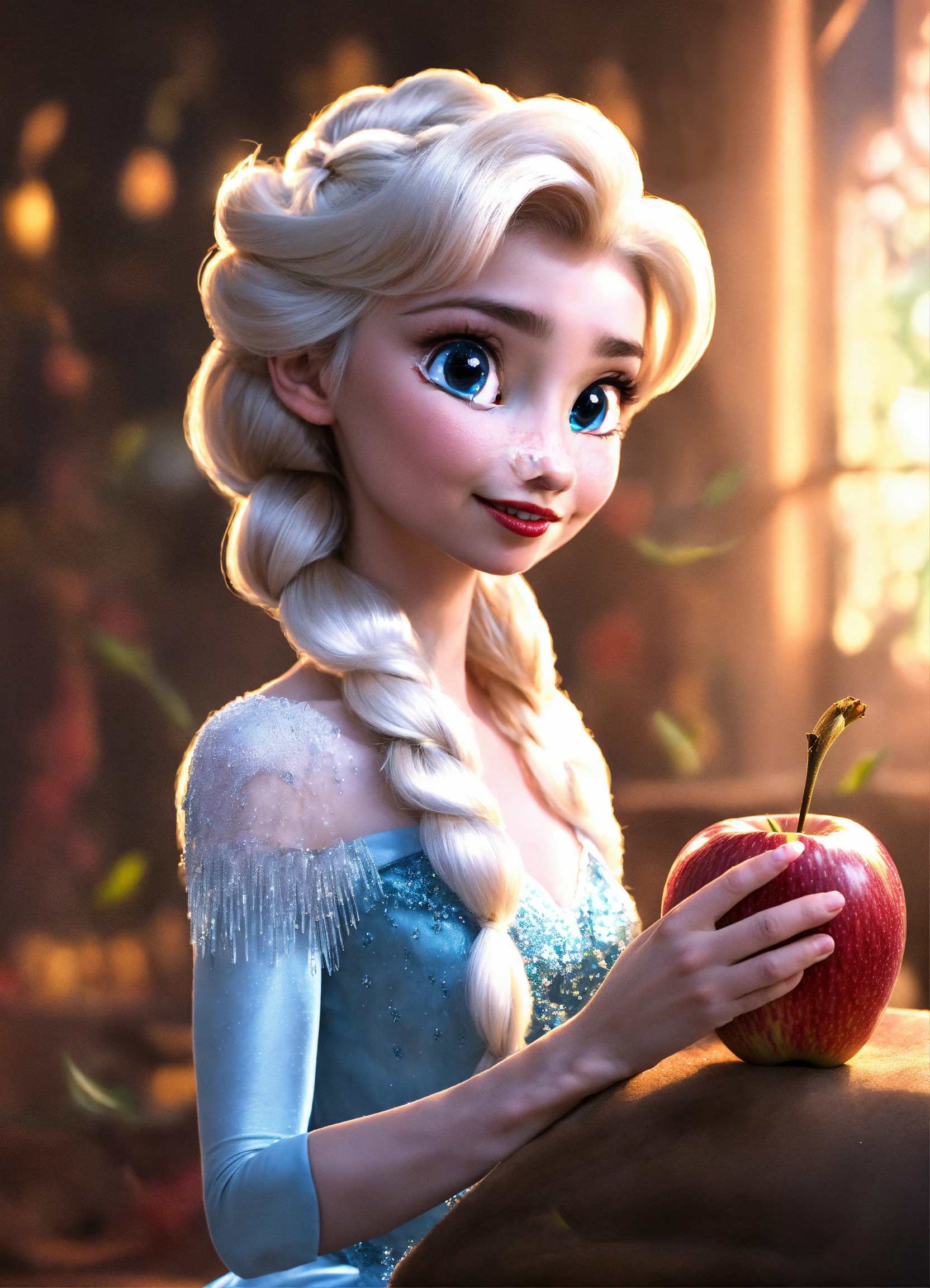Lexica - Elsa eats an apple