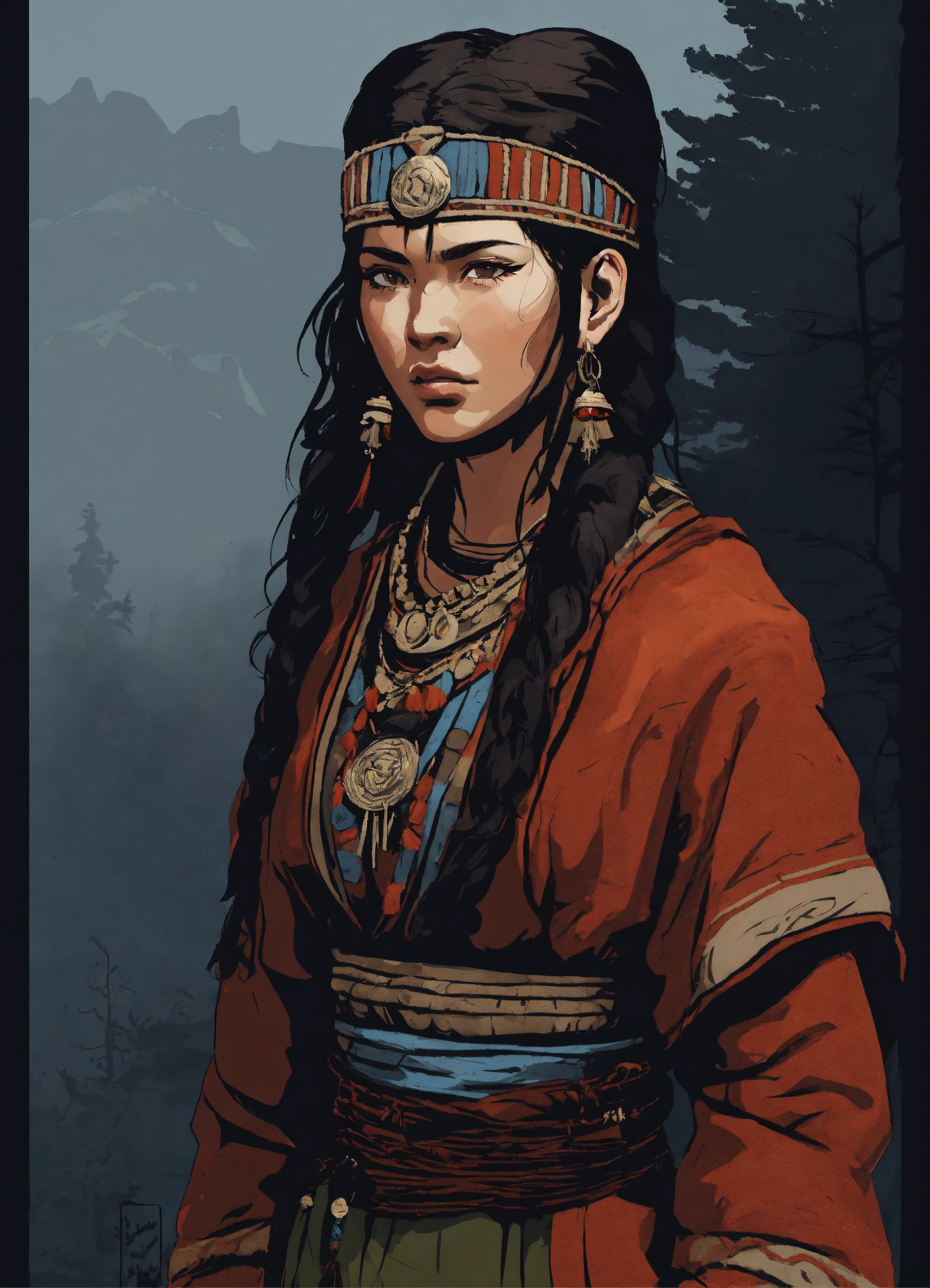 Lexica - Illustration of a young Sámi woman in the style of Bernie ...