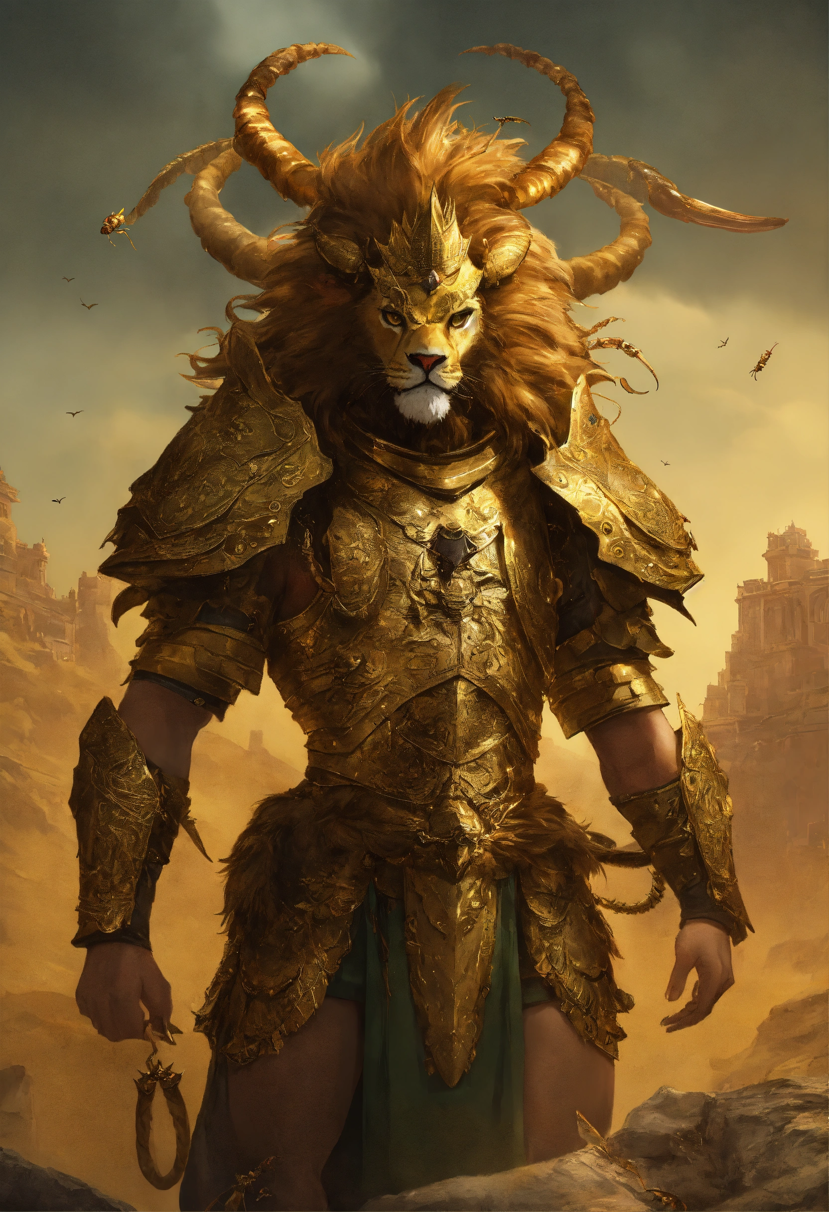 Lexica - A creature that looks like a locust with a man’s face, woman’s ...