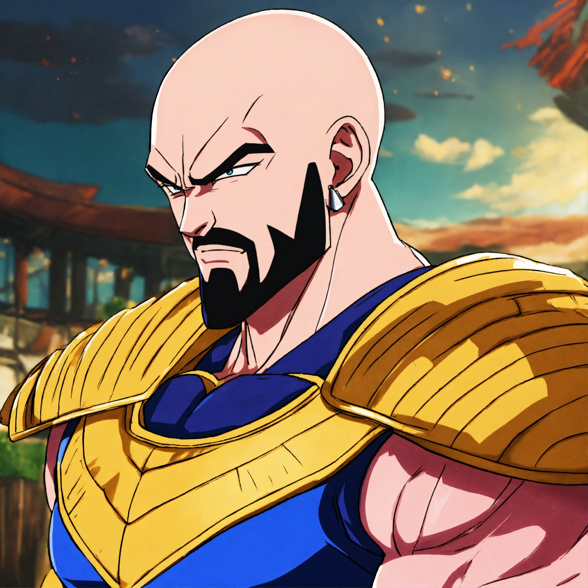 Lexica - Anime picture of Travis Kelce as Bald Vegeta from dragon ball z