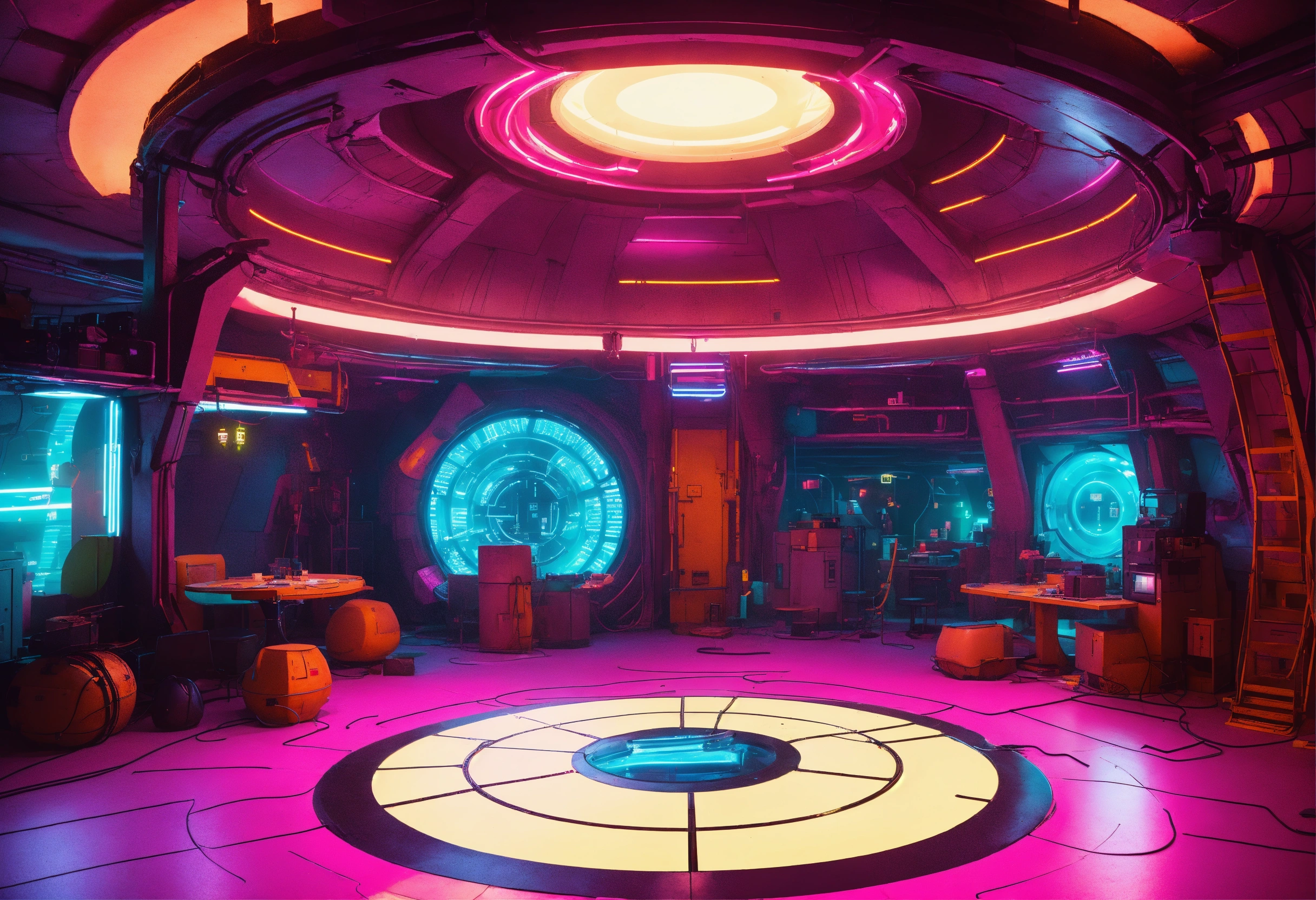 Lexica - Underground sci-fi base with cool colors and neon lighting ...