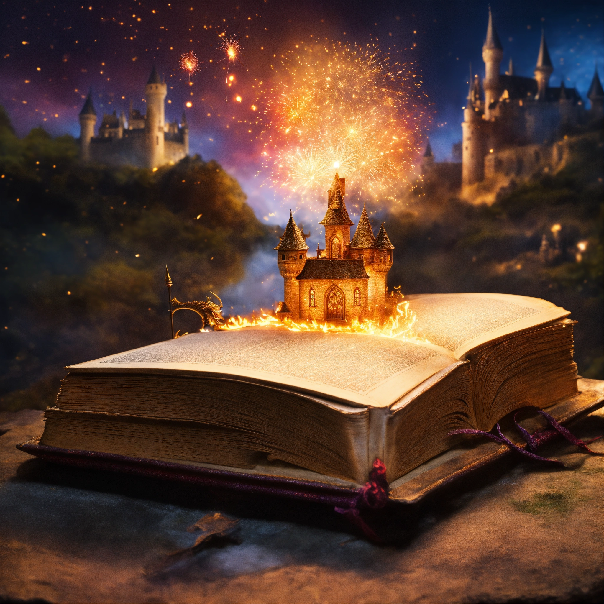 Lexica - A fancy magic book from which magic bursts into the world, a ...